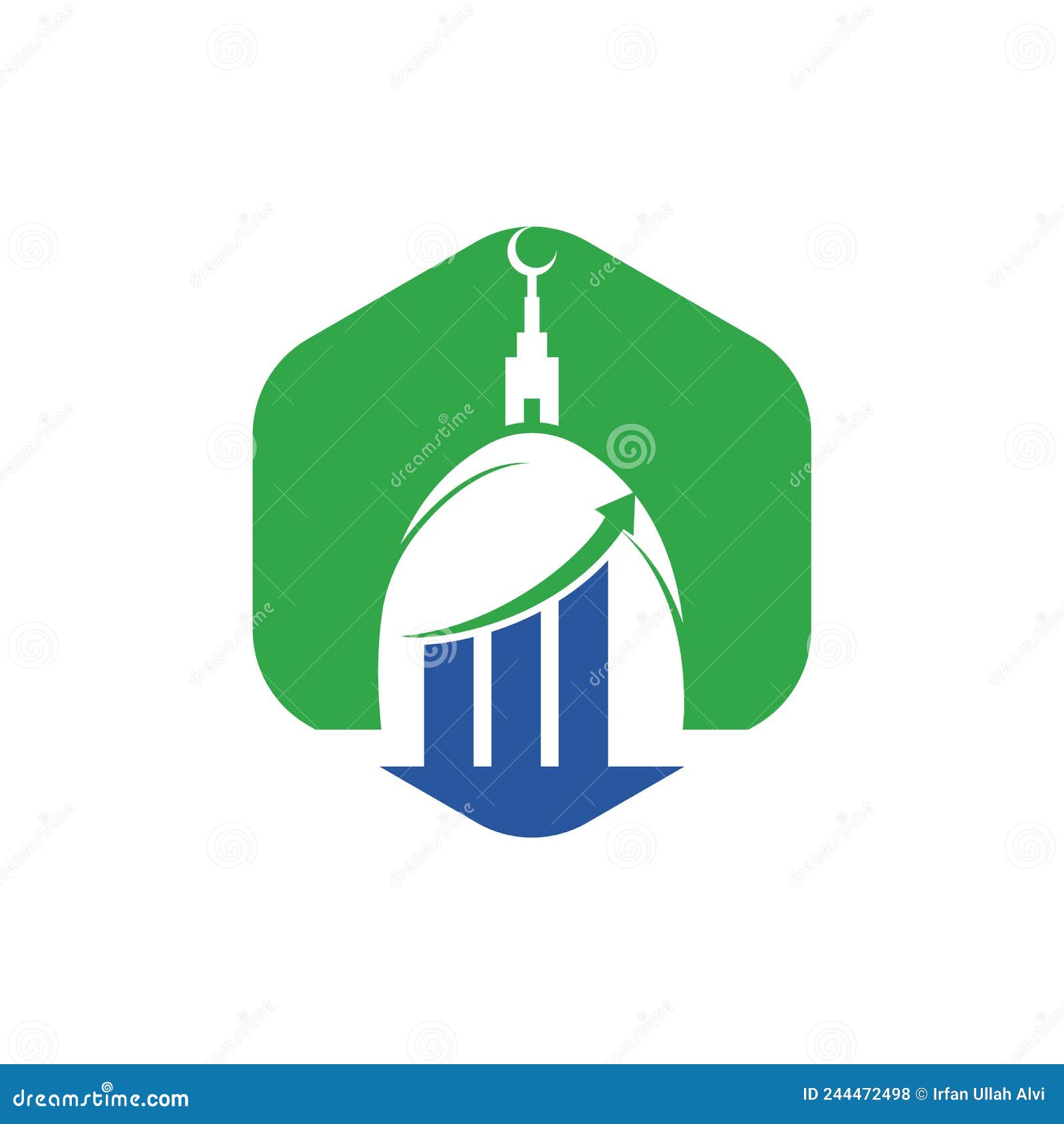 Islamic Chart Business Vector Logo Design Template. Mosque and Bar ...