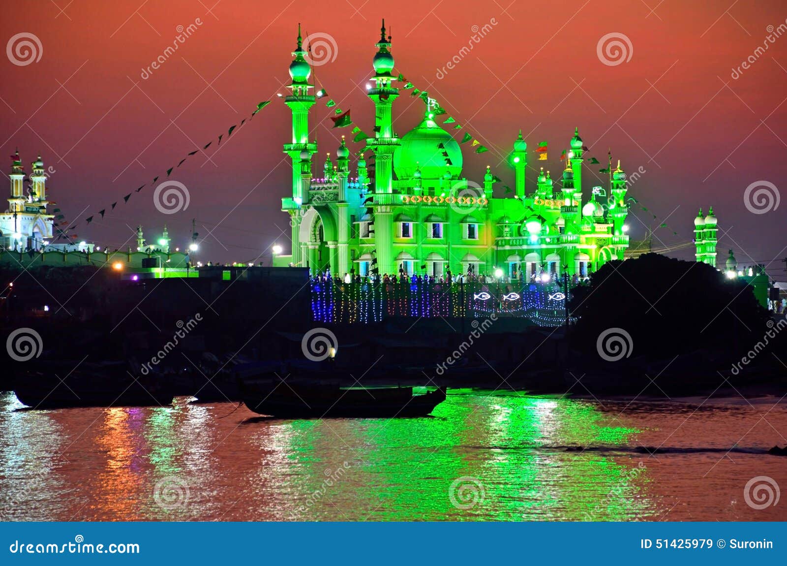 Green Mosque stock image. Image of juma, view, mosque - 51425979