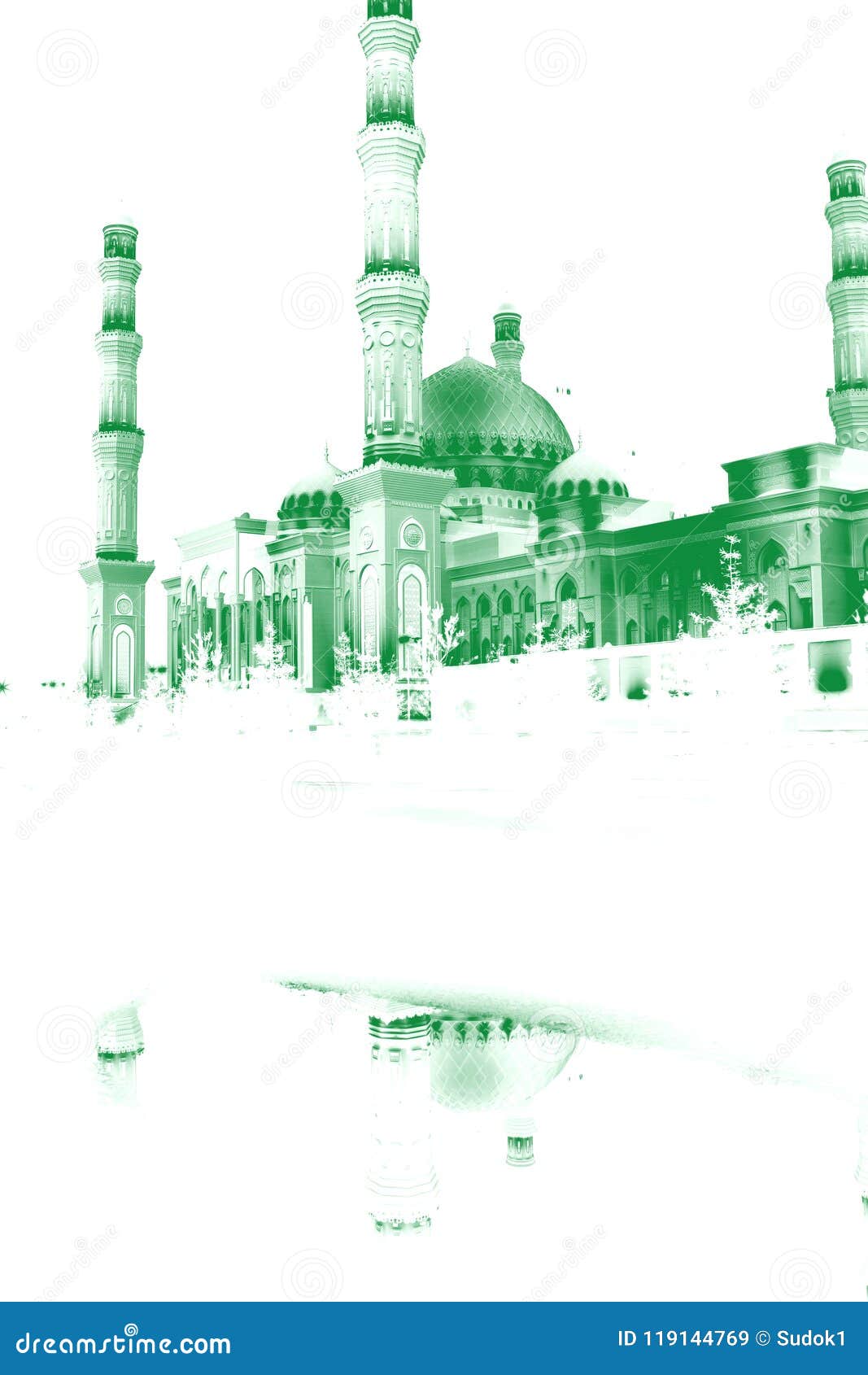 Green Mosque on the White Background Stock Image - Image of background ...
