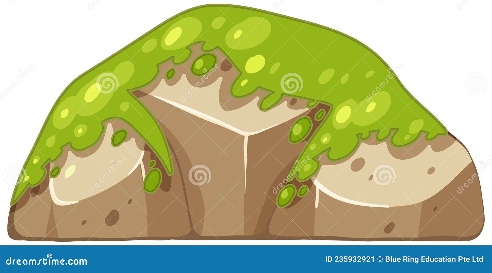 Green Moss on Stone in Cartoon Style Stock Vector - Illustration of ...