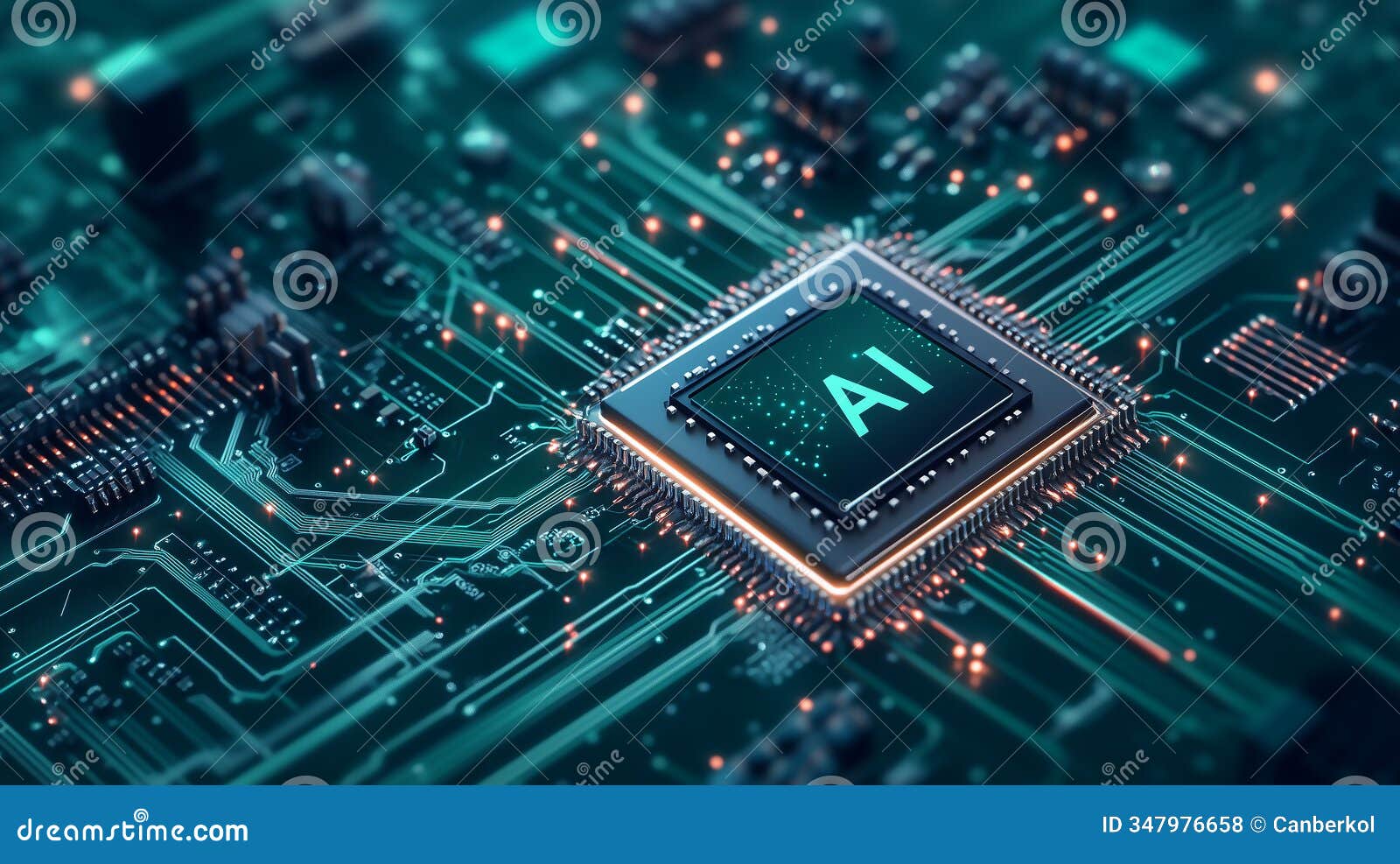 Green Motherboard with a Cpu Labeled Ai Stock Illustration ...