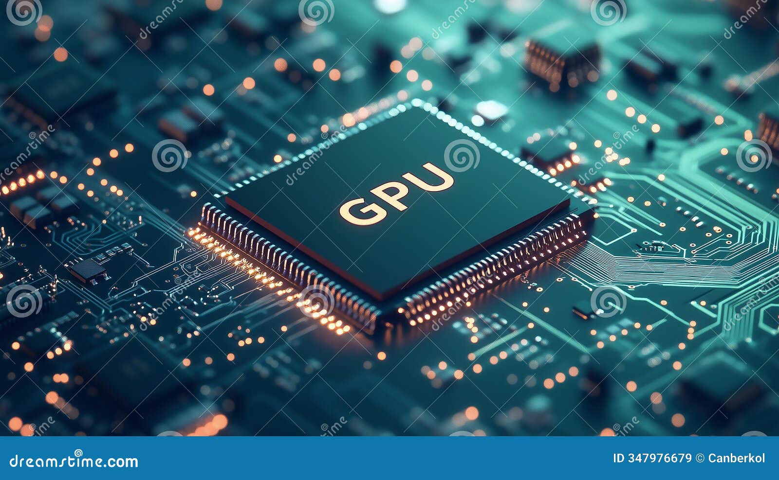 Green Motherboard with a Gpu Labeled Gpu Stock Illustration ...