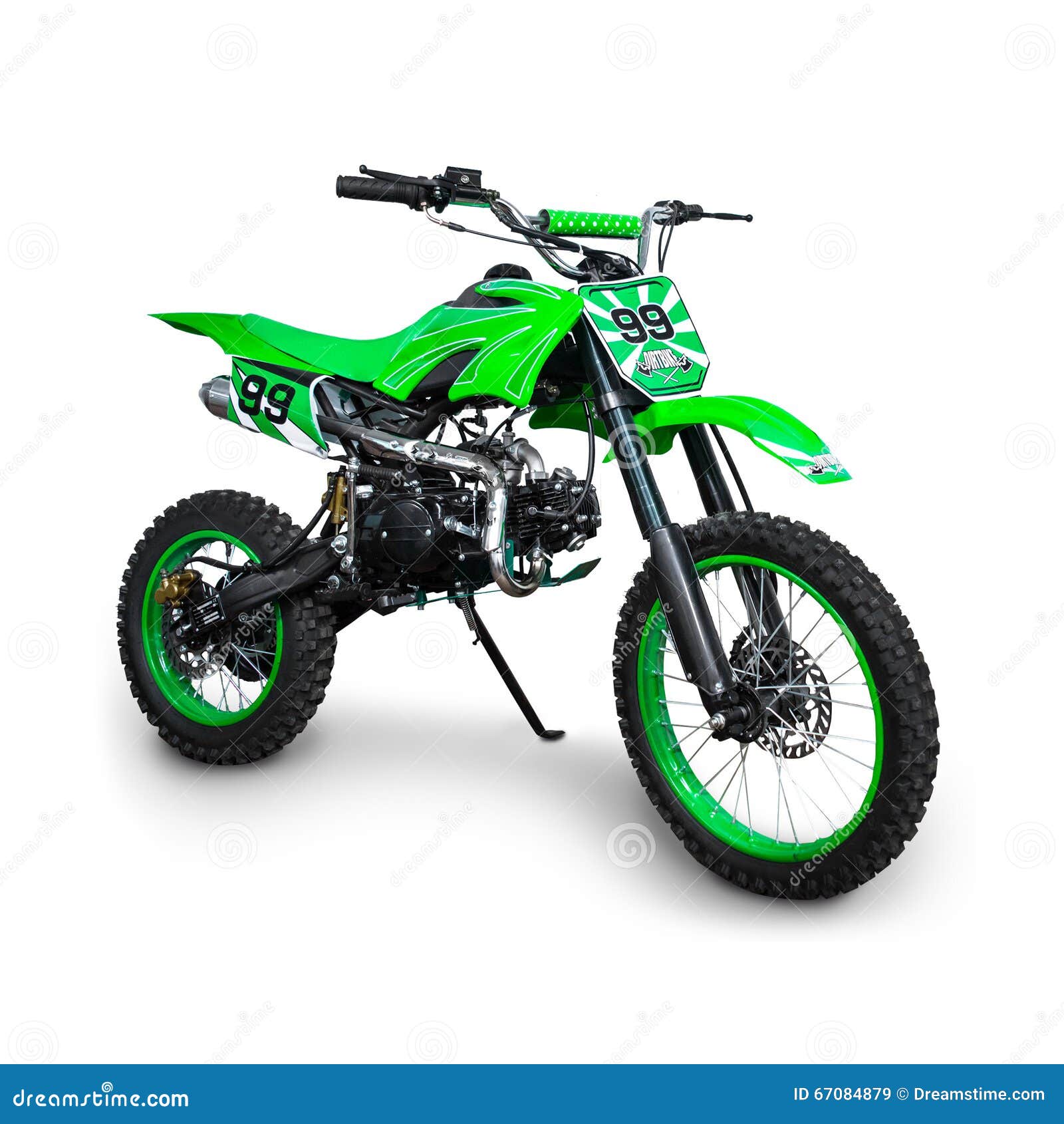 Green Motocross bike stock image. Image of sideview, motorcycle - 67084879