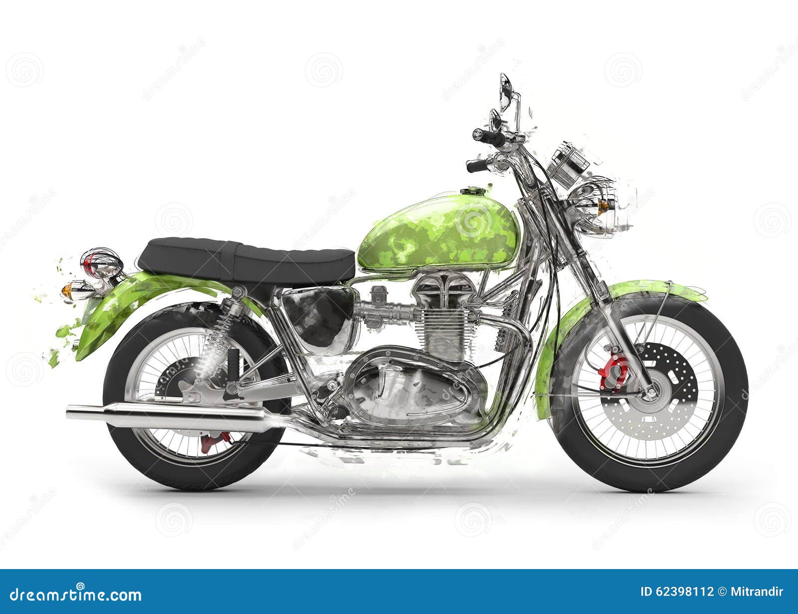 Green Motorcycle, Motor Vehicle Transport, Side View Flat Vector ...