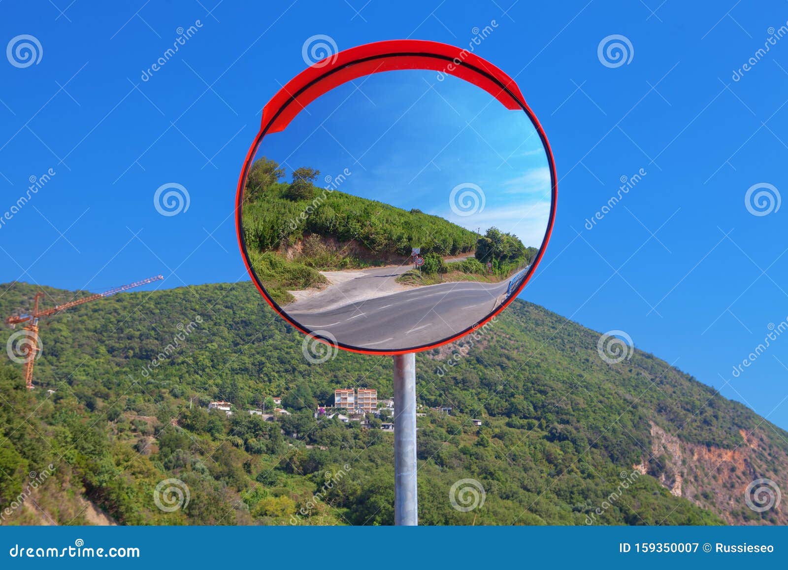 Road mirror reflection stock image. Image of direction - 159350007