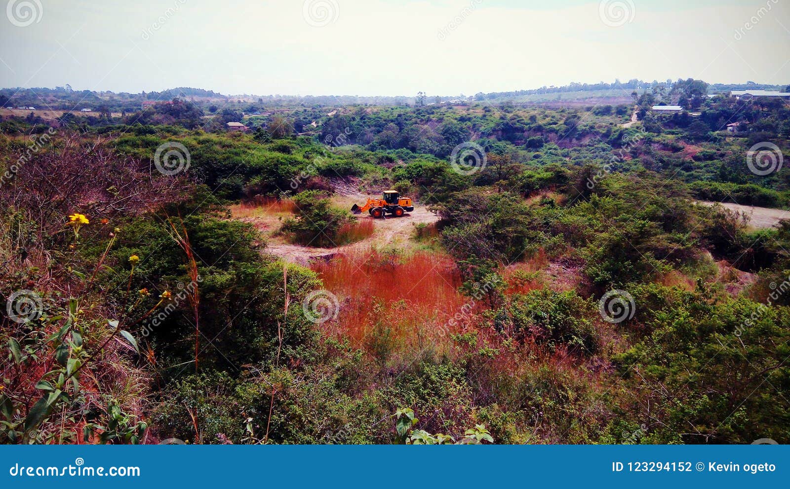 View Mining Tractor Trees Water Stock Photo - Image of mountain, view ...