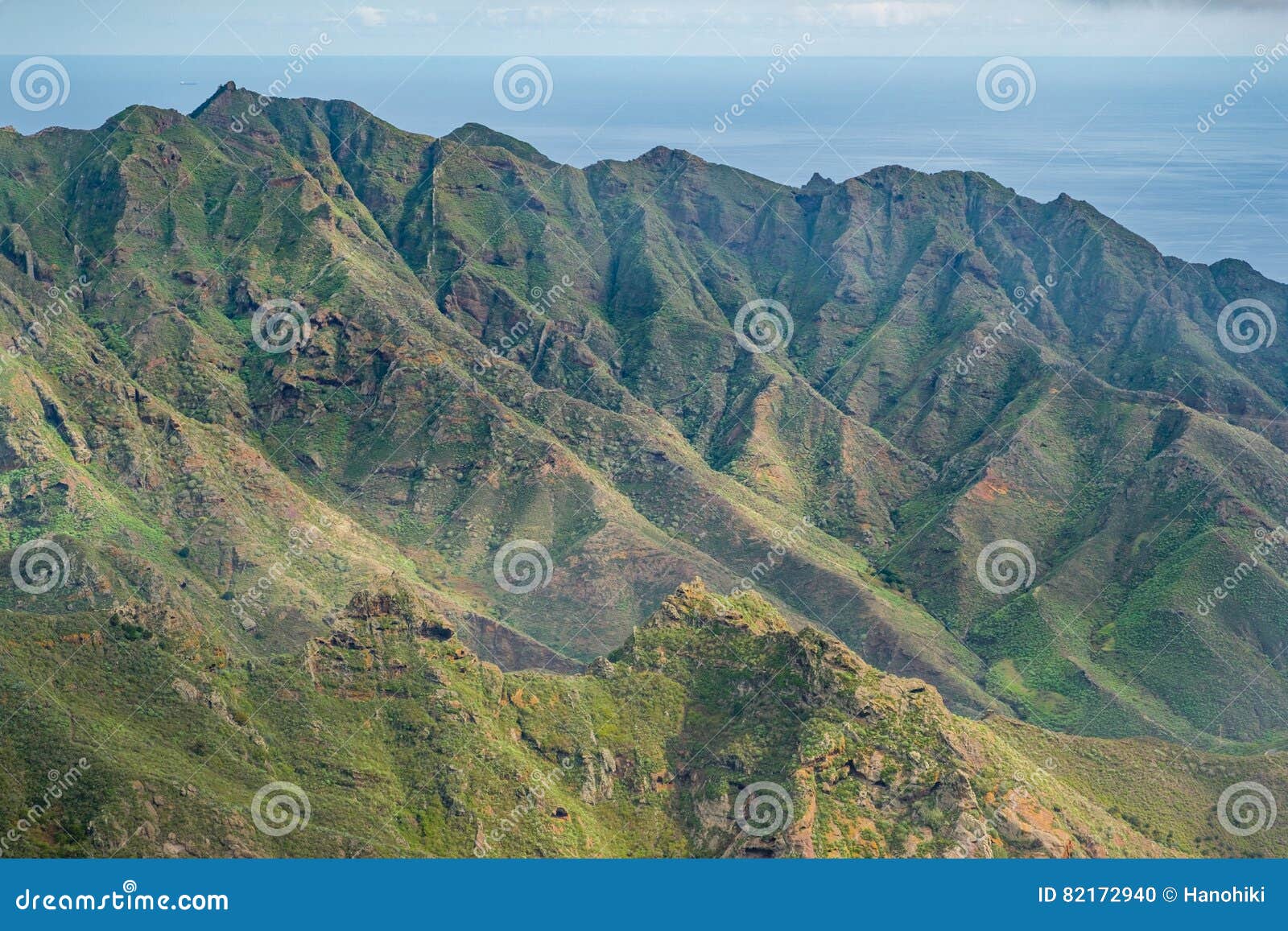 Green Mountains, Forest Landscape, Ocean Background Stock Photo - Image ...