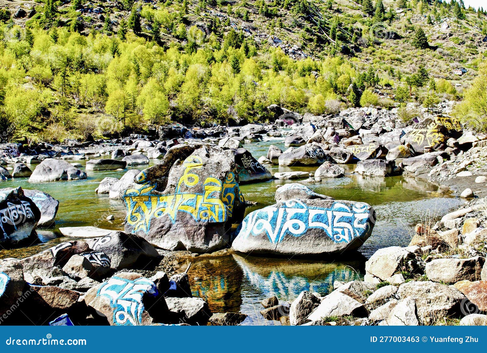 Green Mountains, River, Boulders Stock Image - Image of landscape ...