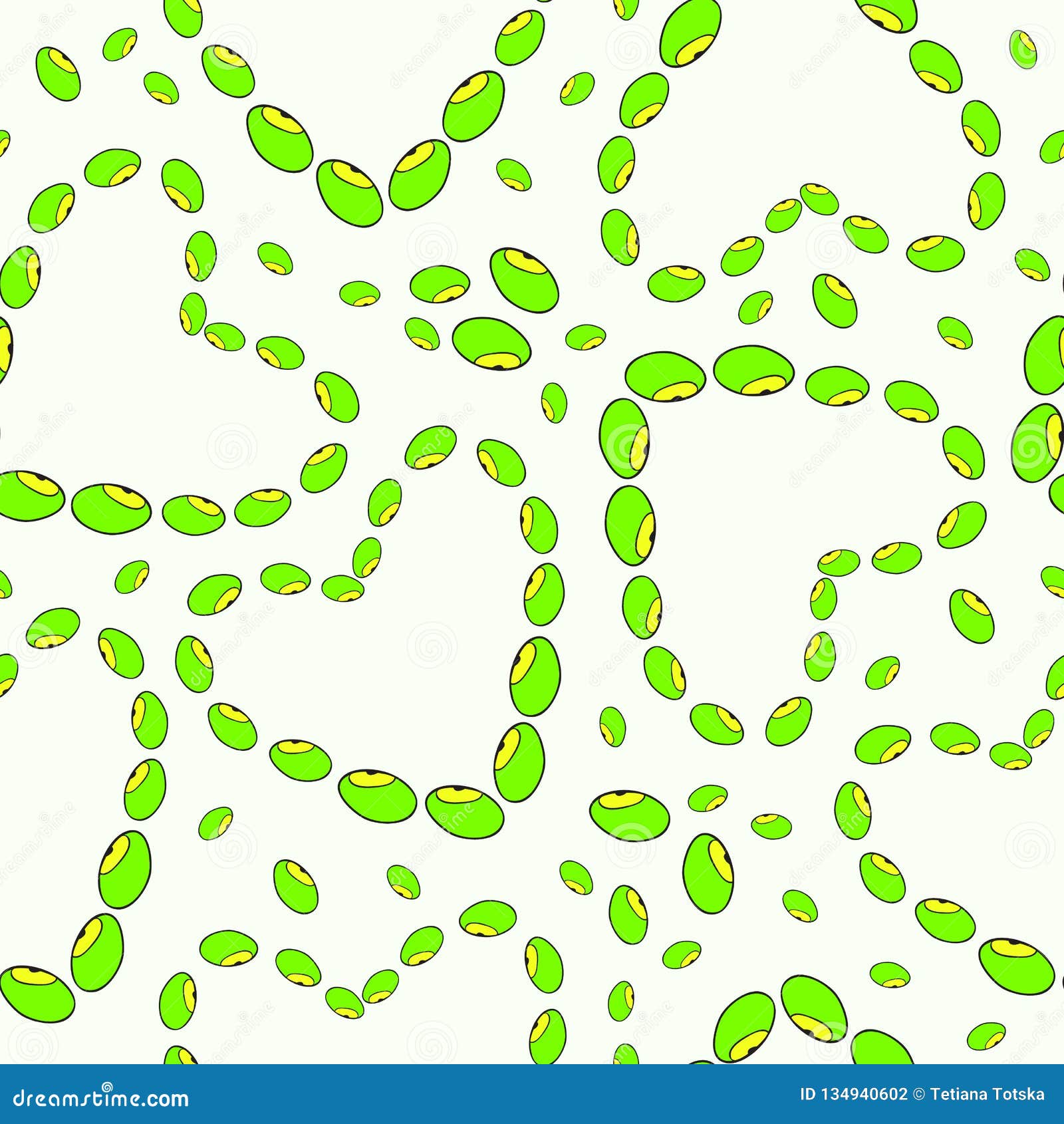 Green Mung Beans Hearts Seamless Pattern with Love Stock Vector ...