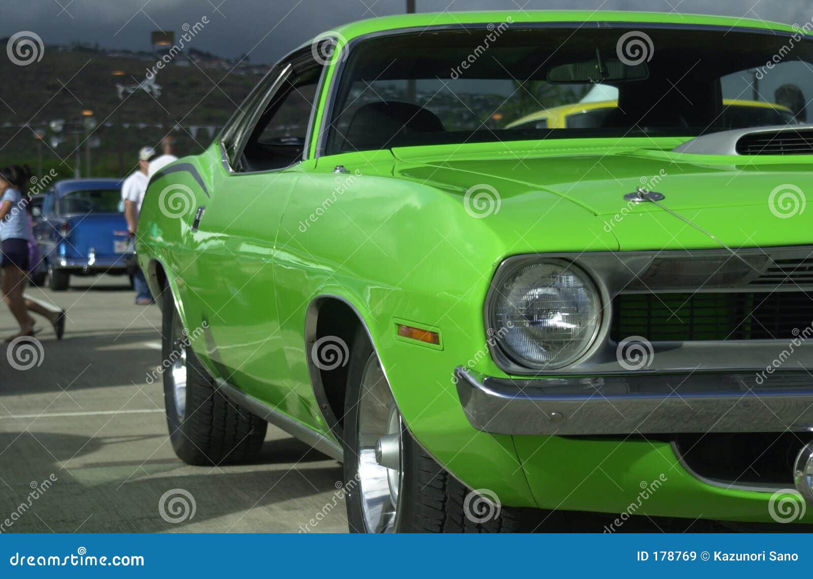 Green muscle car stock image. Image of headlight, show - 178769
