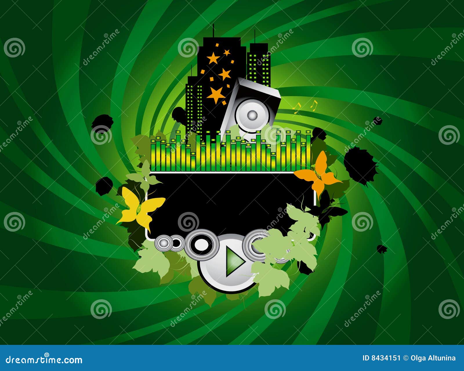 Green Music Background stock illustration. Illustration of bass - 8434151