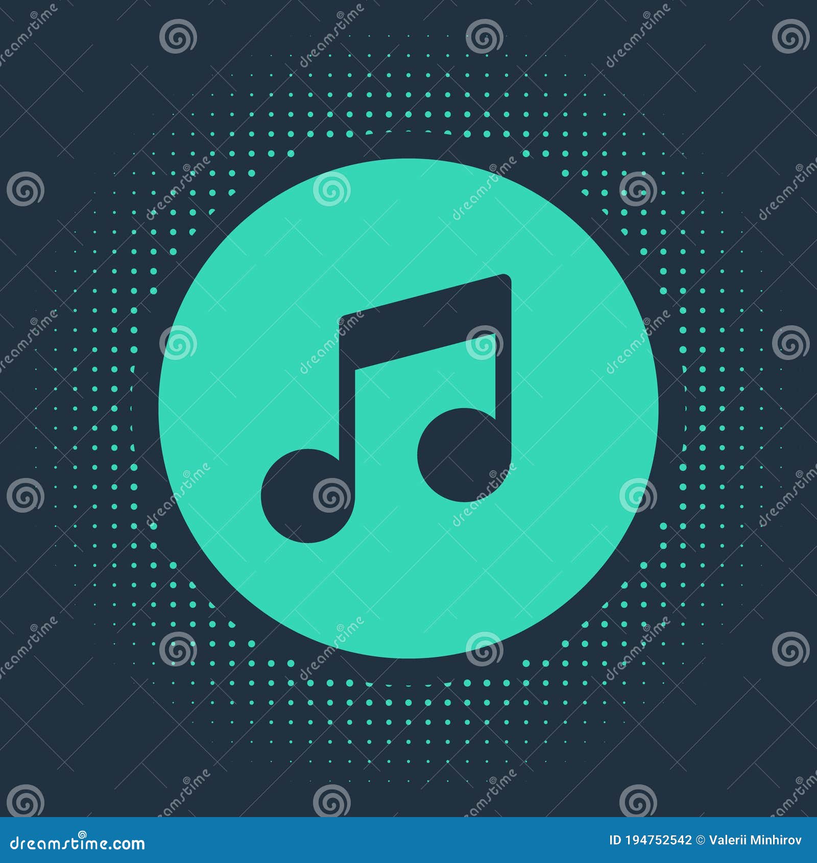 Green Music Note, Tone Icon Isolated on Blue Background. Abstract ...