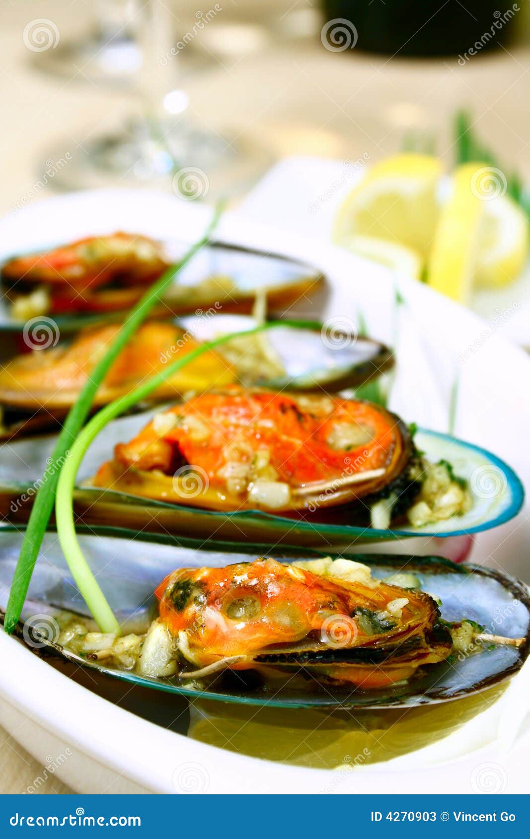 Green mussels stock image. Image of lemon, diet, shellfish - 4270903