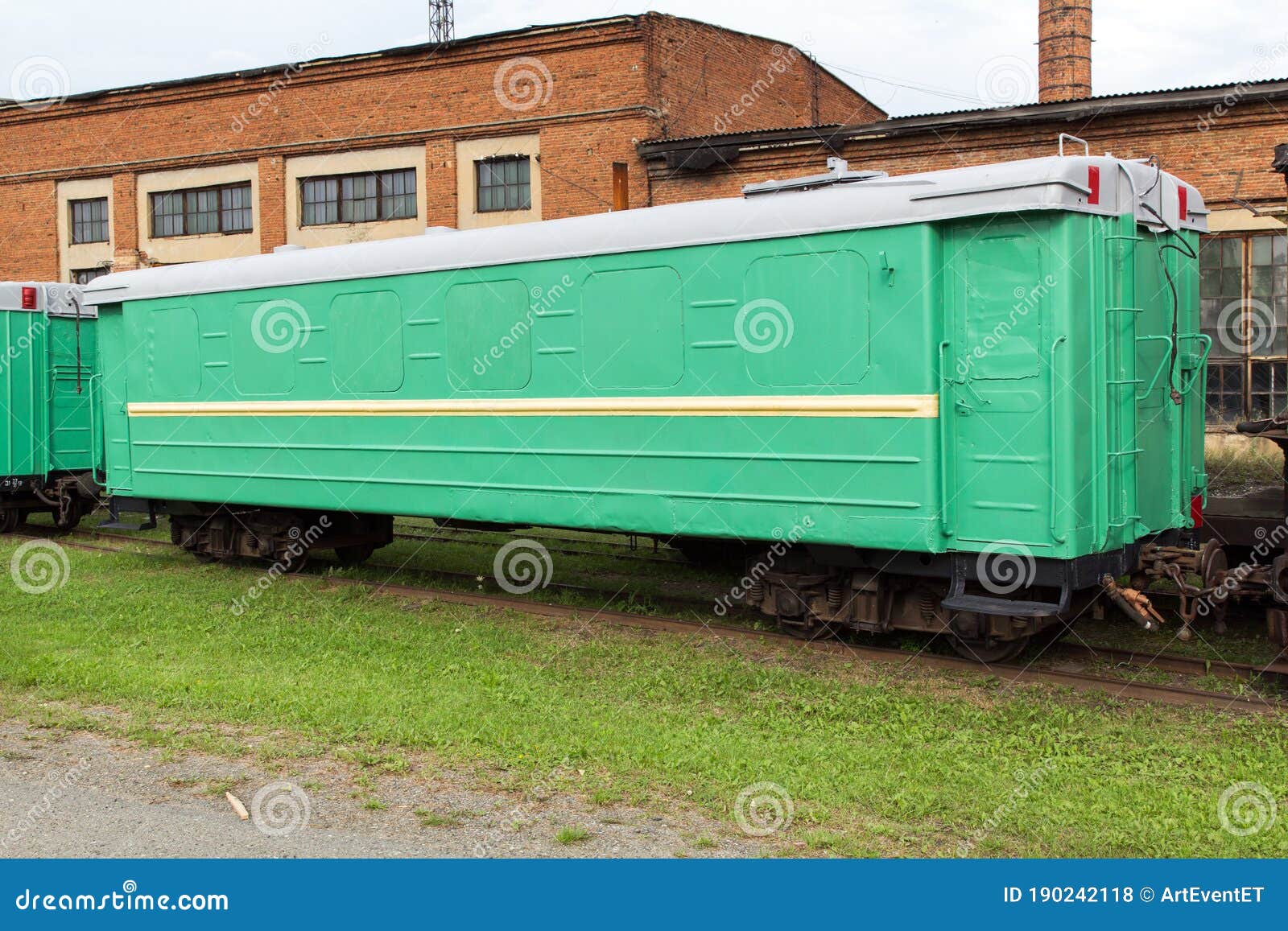 Green Narrow-gauge Railway Wagon Stock Photo - Image of track, summer ...