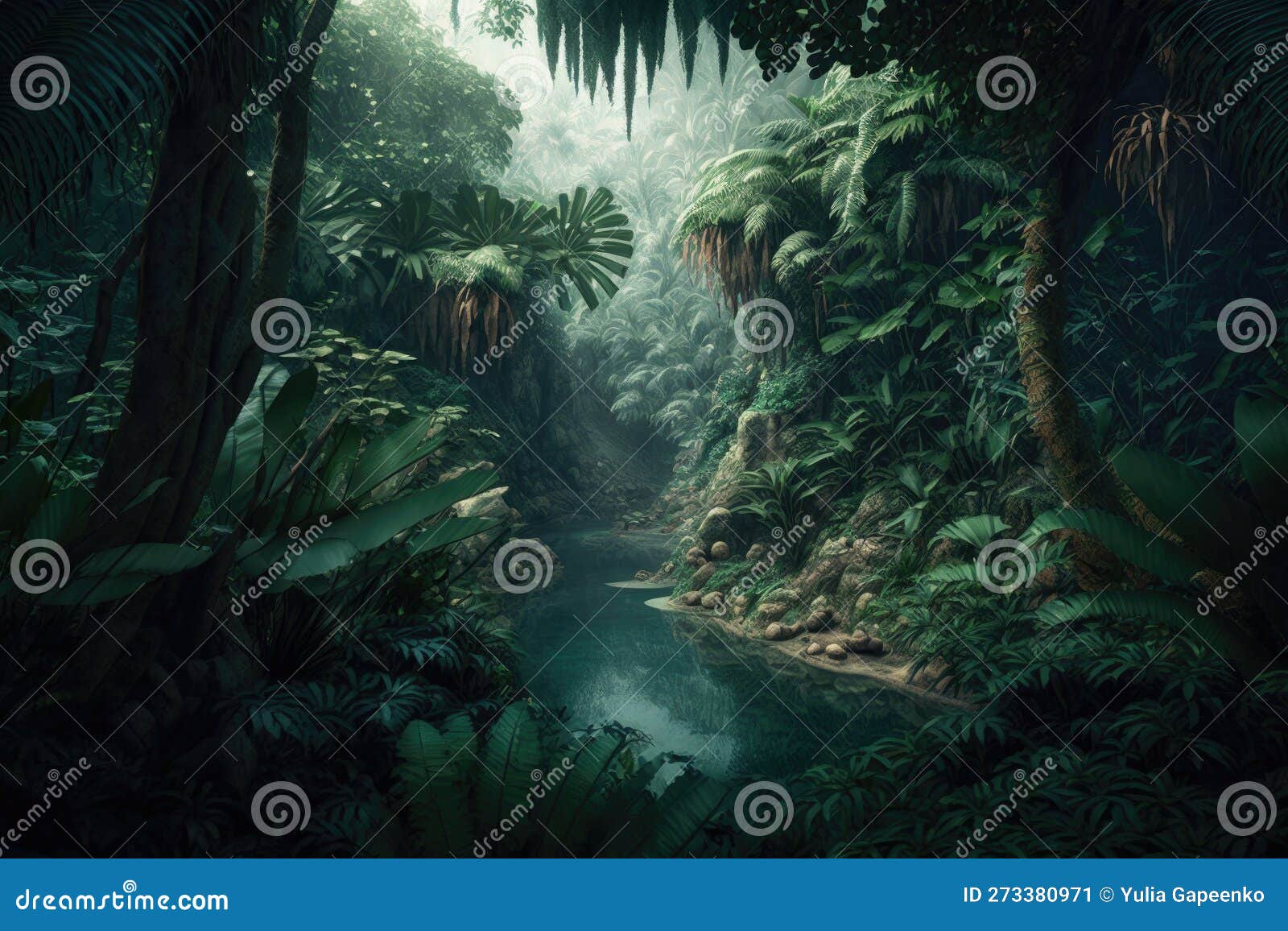 Green Natural Jungle Background. Illustration AI Generative Stock ...