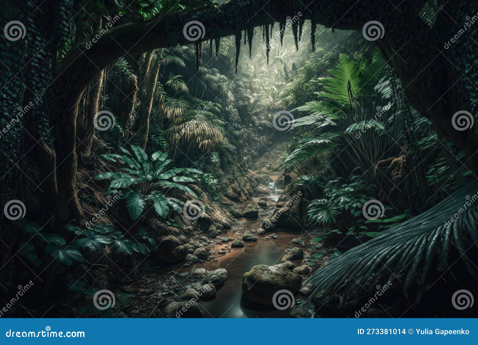 Green Natural Jungle Background. Illustration AI Generative Stock ...