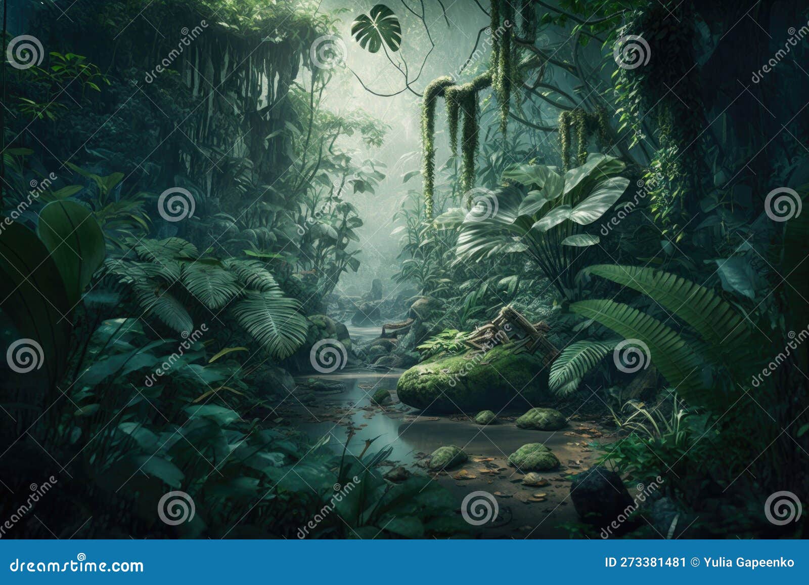 Green Natural Jungle Background. Illustration AI Generative Stock ...