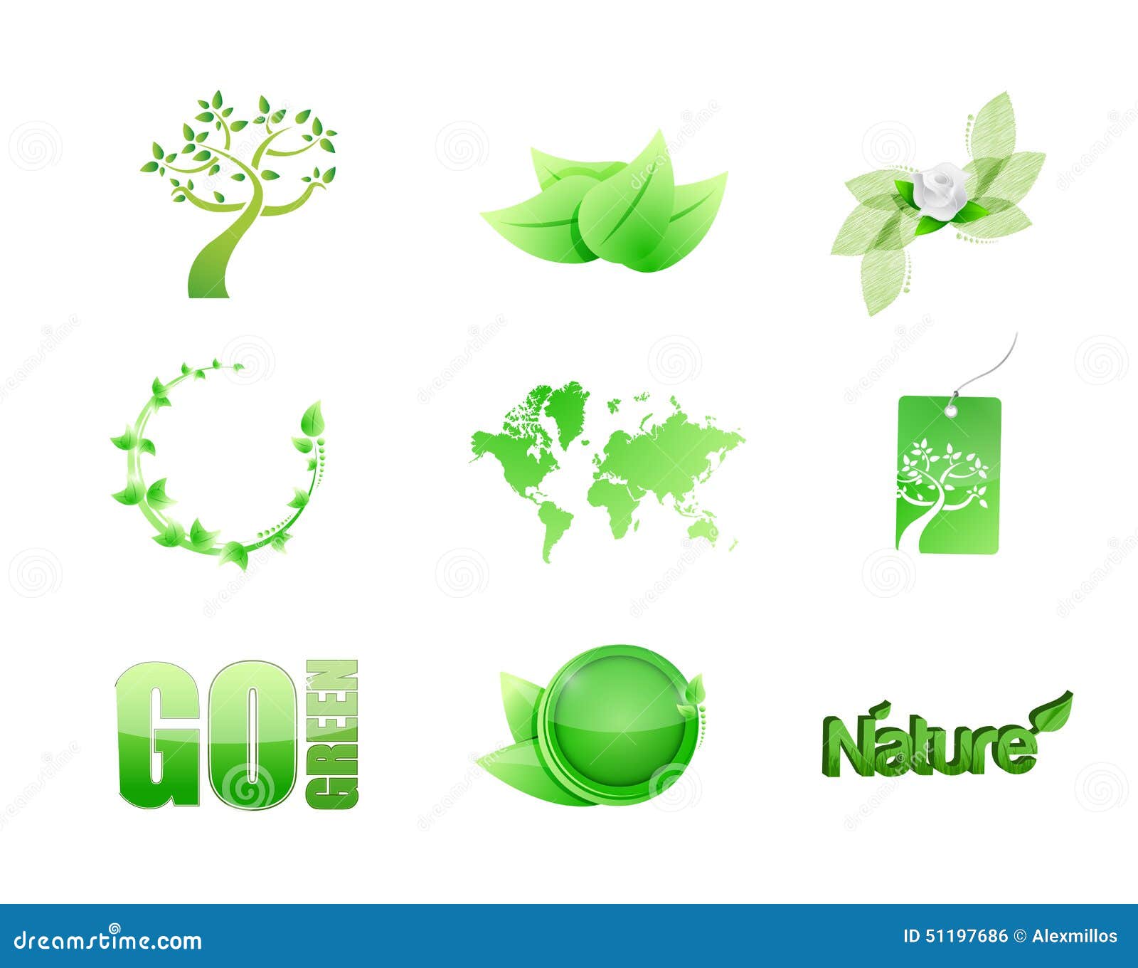 Green Nature Concept Icon Set Illustration Design Stock Illustration ...