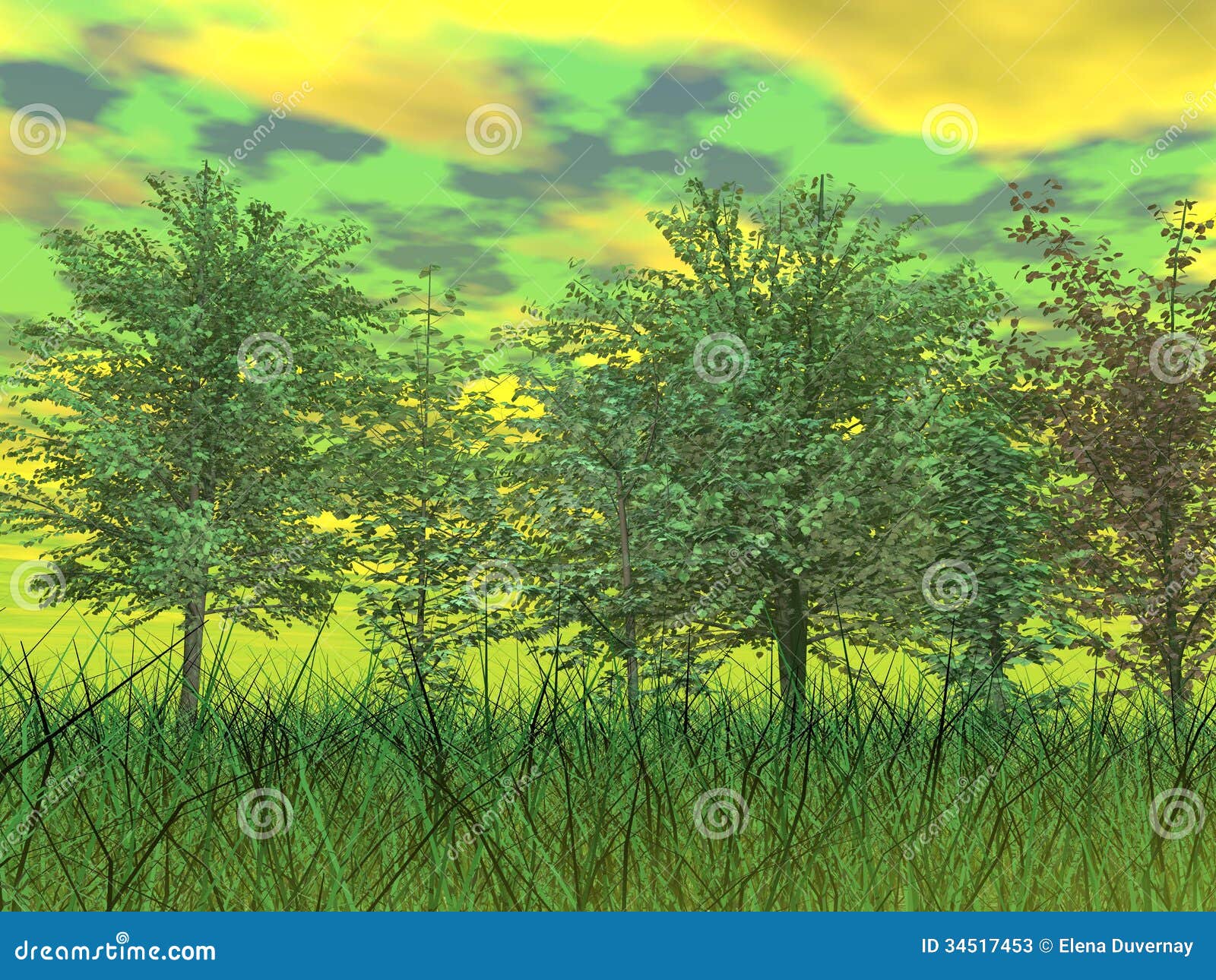 Green nature - 3D render stock illustration. Illustration of pasture ...