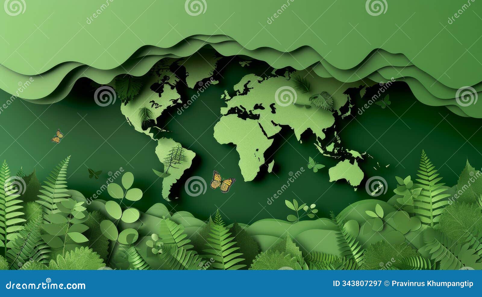 Green Nature Earth Environment Nature with Modern 3d Cutout Design ...
