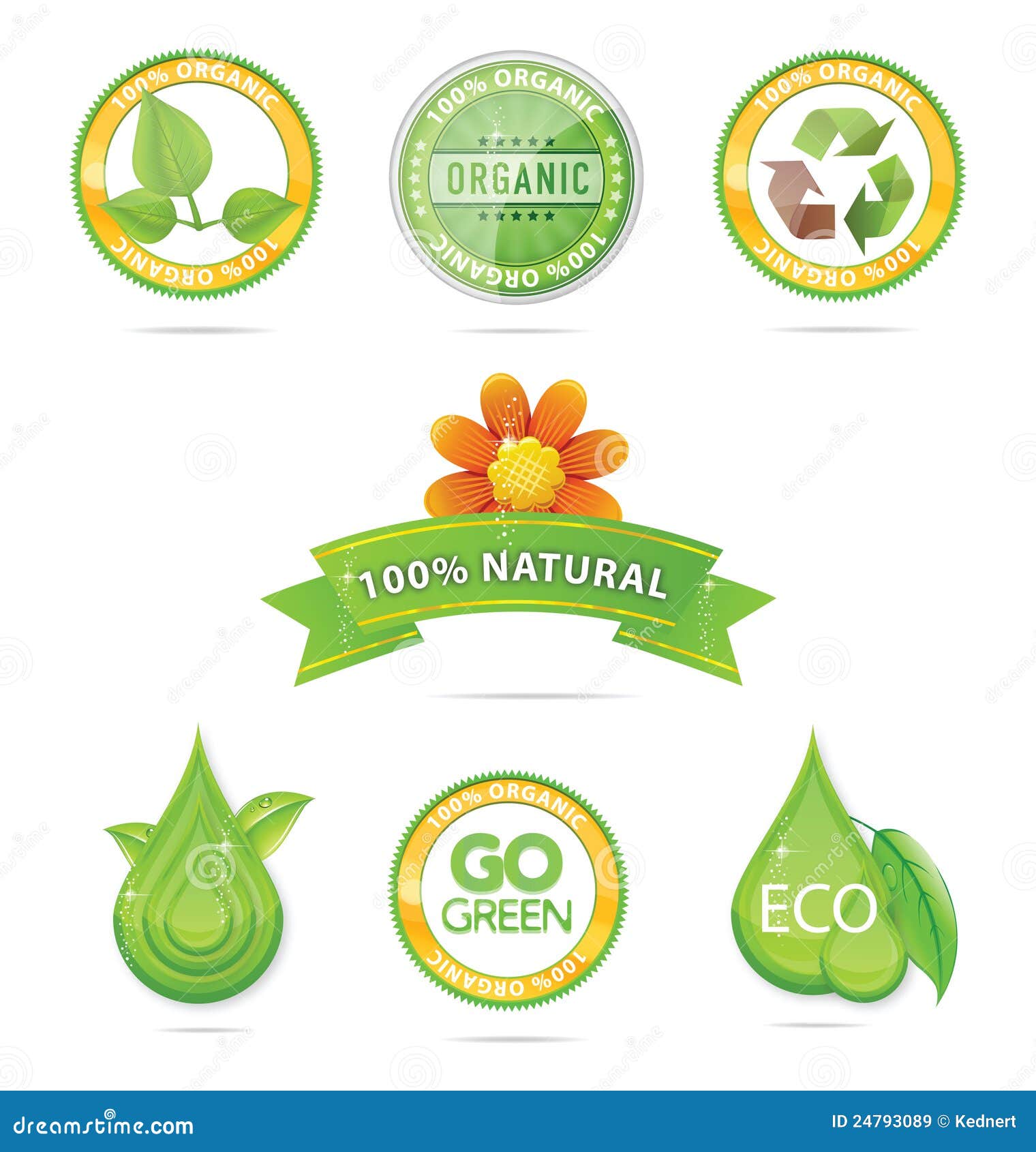 Green Nature Emblems and Sign Set Stock Vector - Illustration of plant ...
