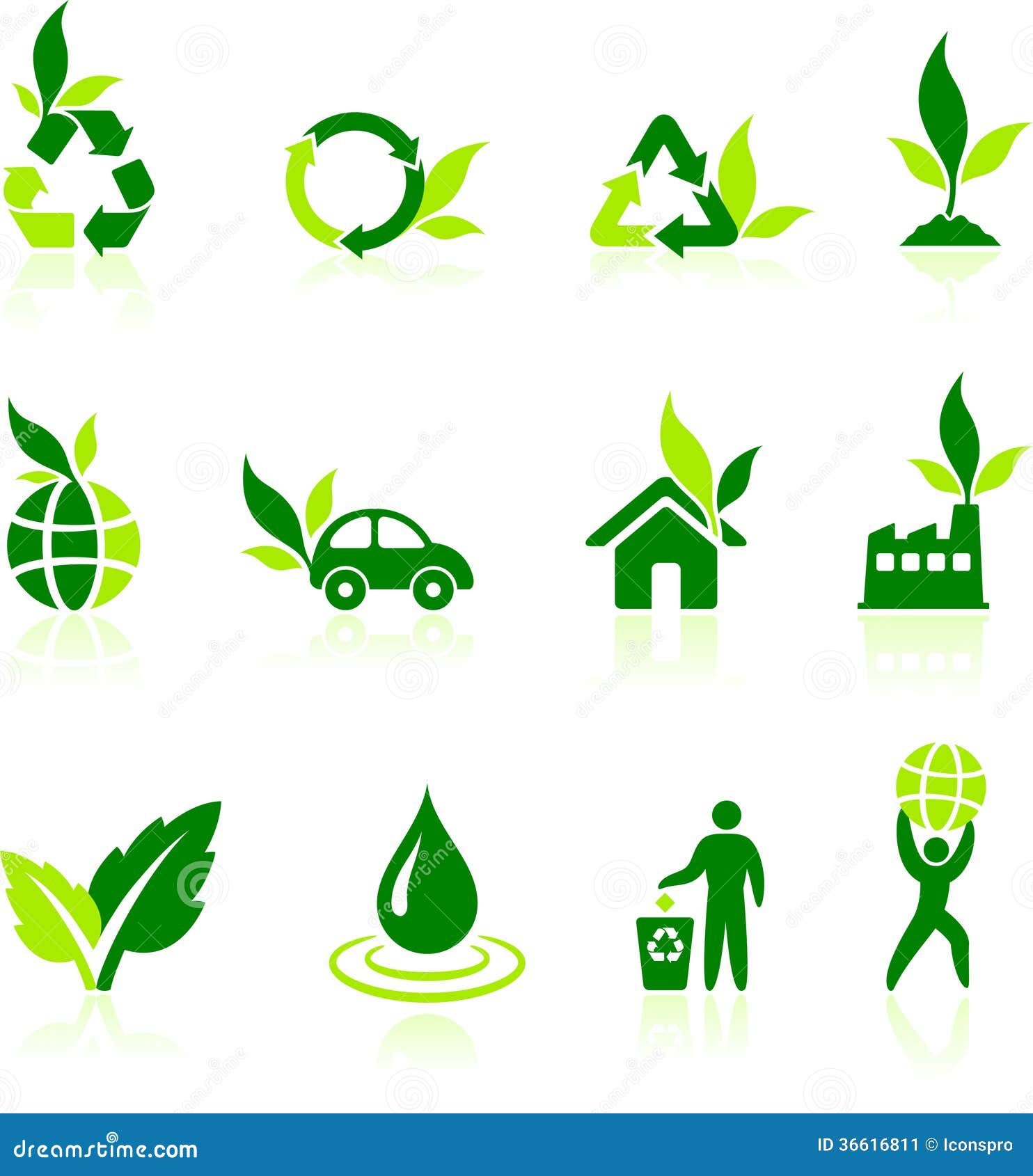 Green Nature Icons stock illustration. Illustration of brightly - 36616811