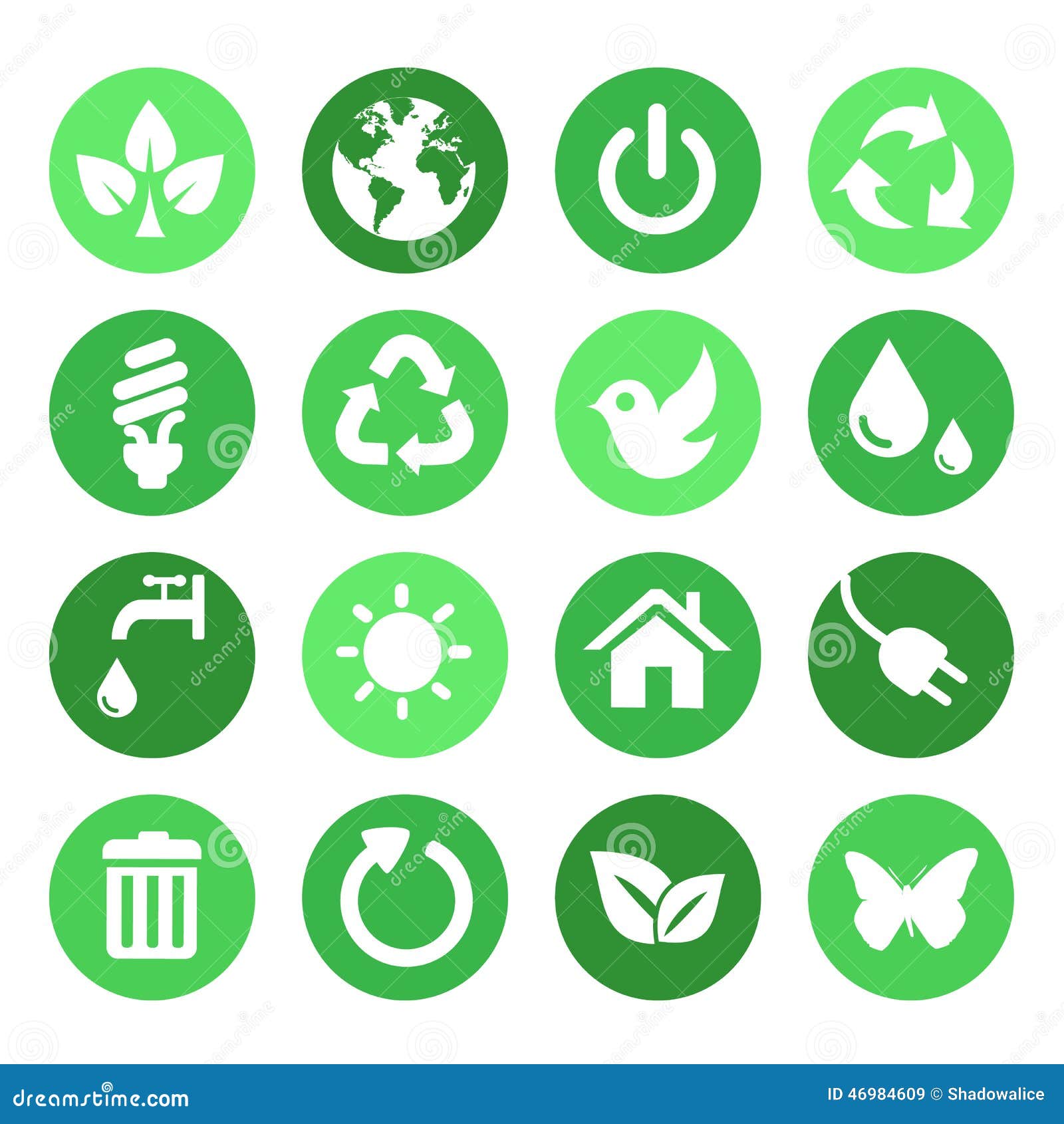 Green Nature Icons Set stock vector. Illustration of plug - 46984609
