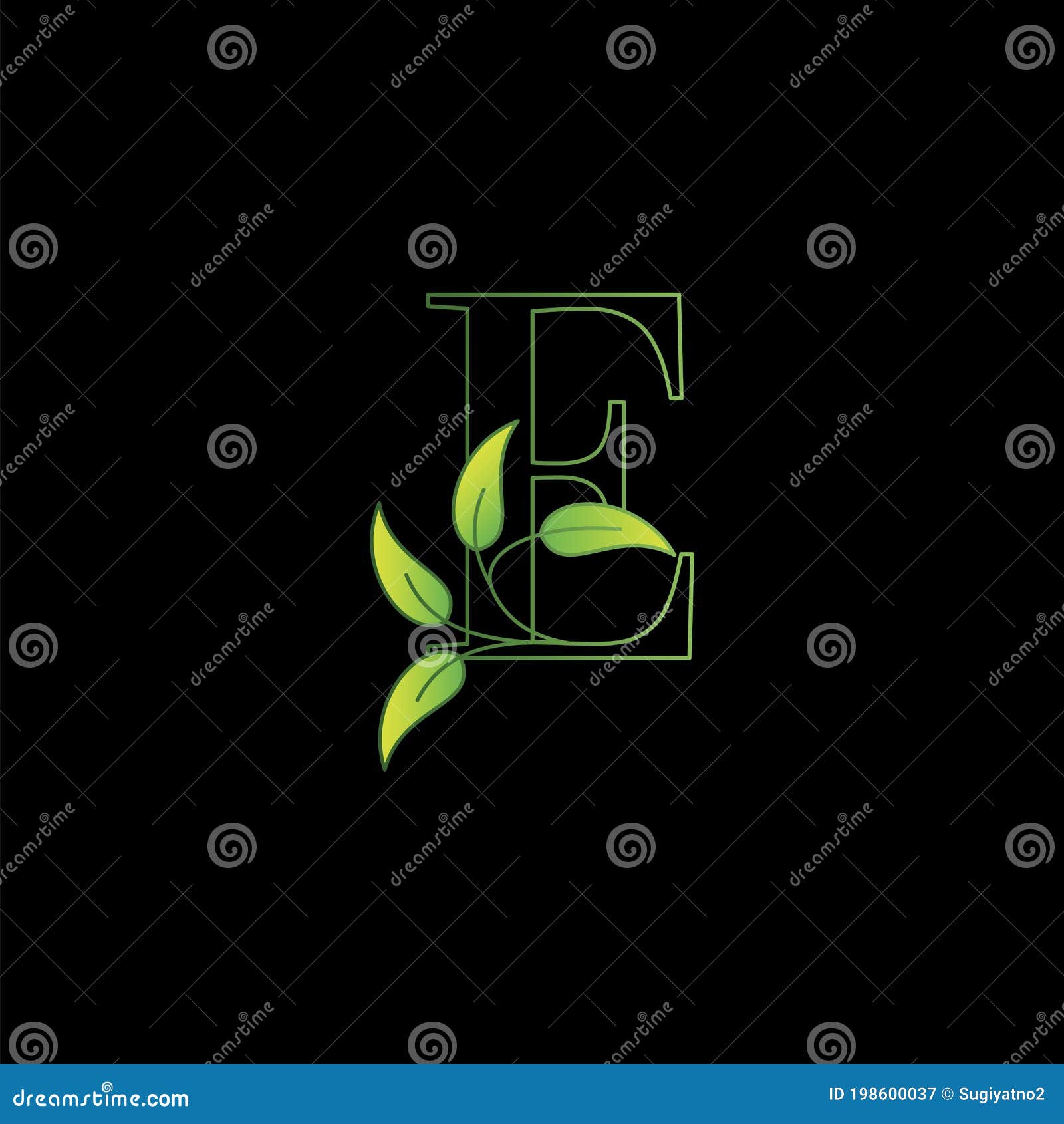 Green Nature Leaf Letter E Initial Logo Icon Concept Monogram Leaves ...