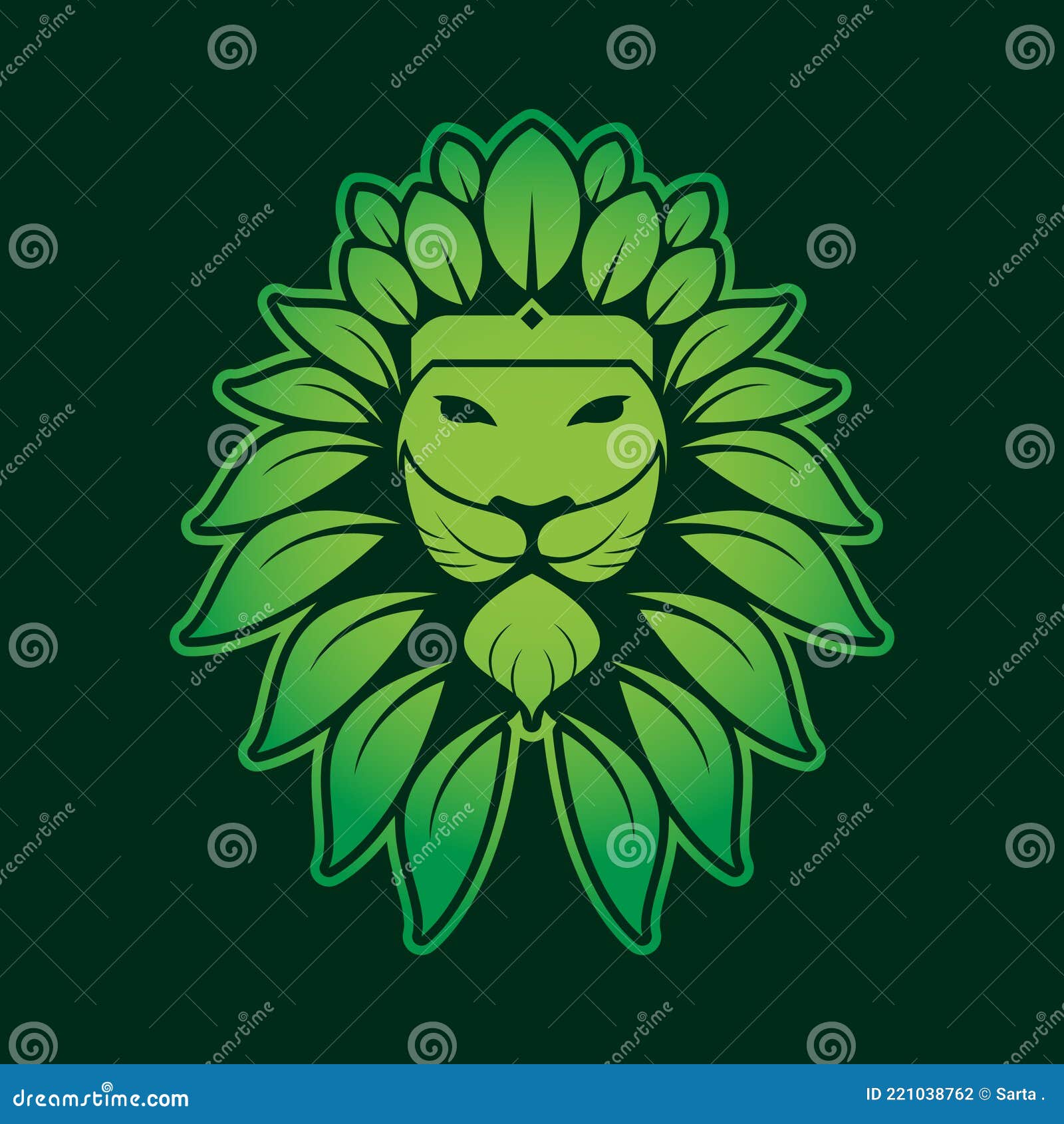 Green Nature Leaf Lion Head Logo Template Stock Vector - Illustration of logotype, download ...