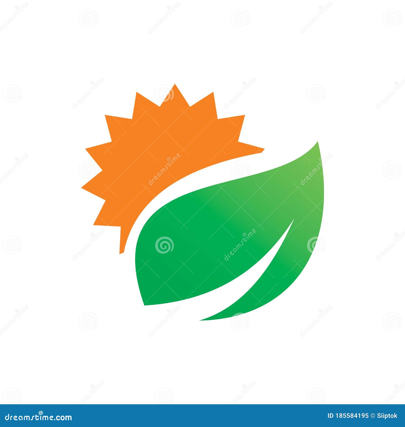 Green Nature Leaf Sun Shine Logo Design Stock Illustration ...