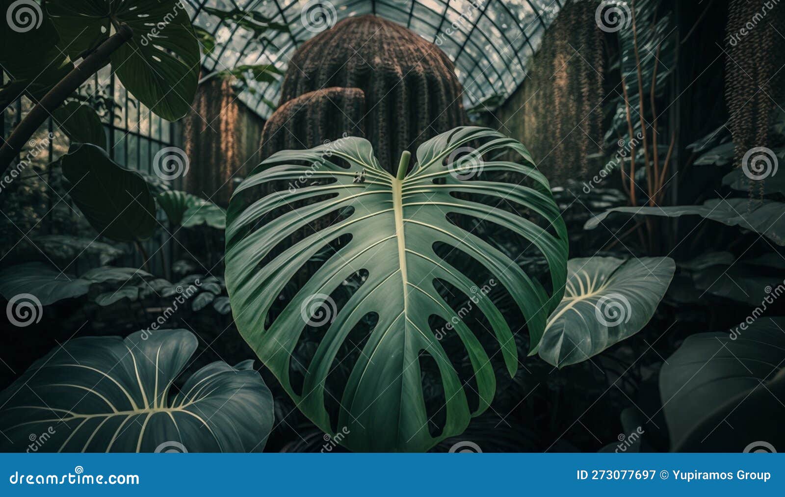 Green Nature Pattern on Tropical Palm Tree Branch Generated by AI Stock ...