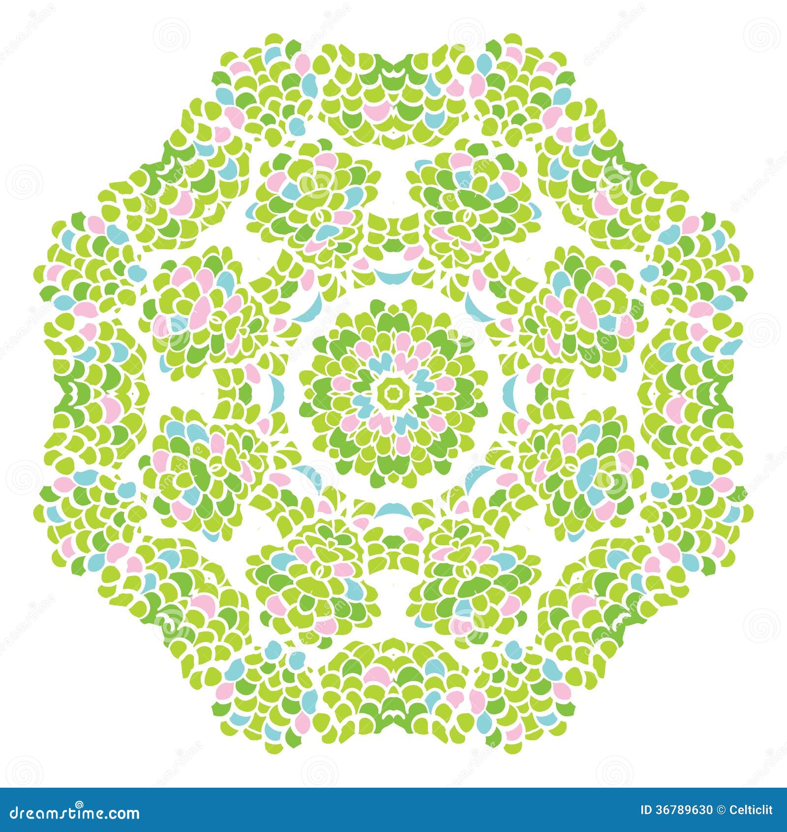 Green Nature Round Leaf Pattern Stock Vector - Illustration of leaf ...