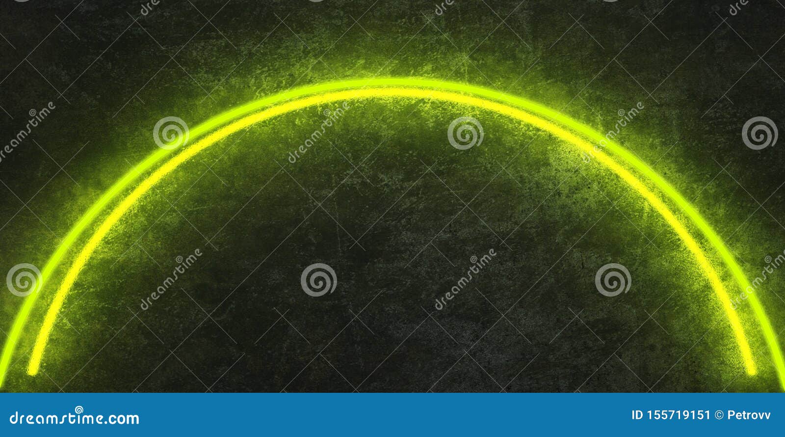 Green Neon Arc on Black Concrete Wall Stock Illustration - Illustration ...