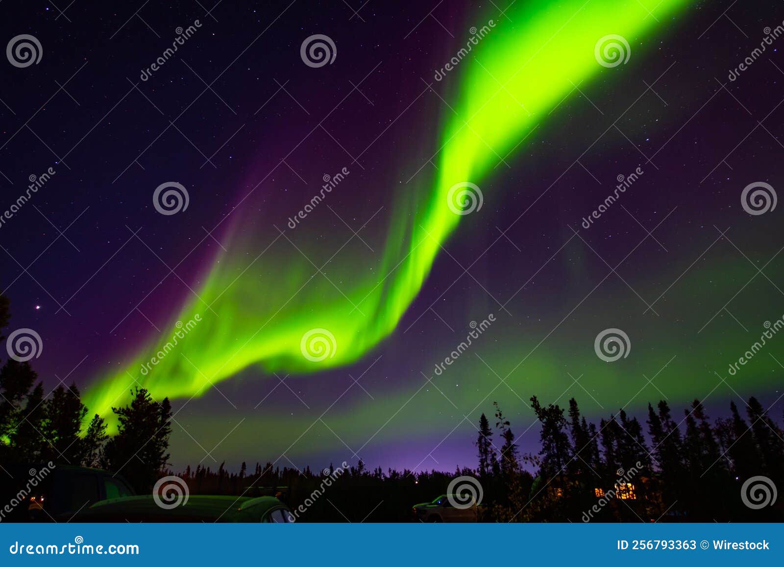 Green Neon Aurora Borealis in the Sky Stock Image - Image of light ...