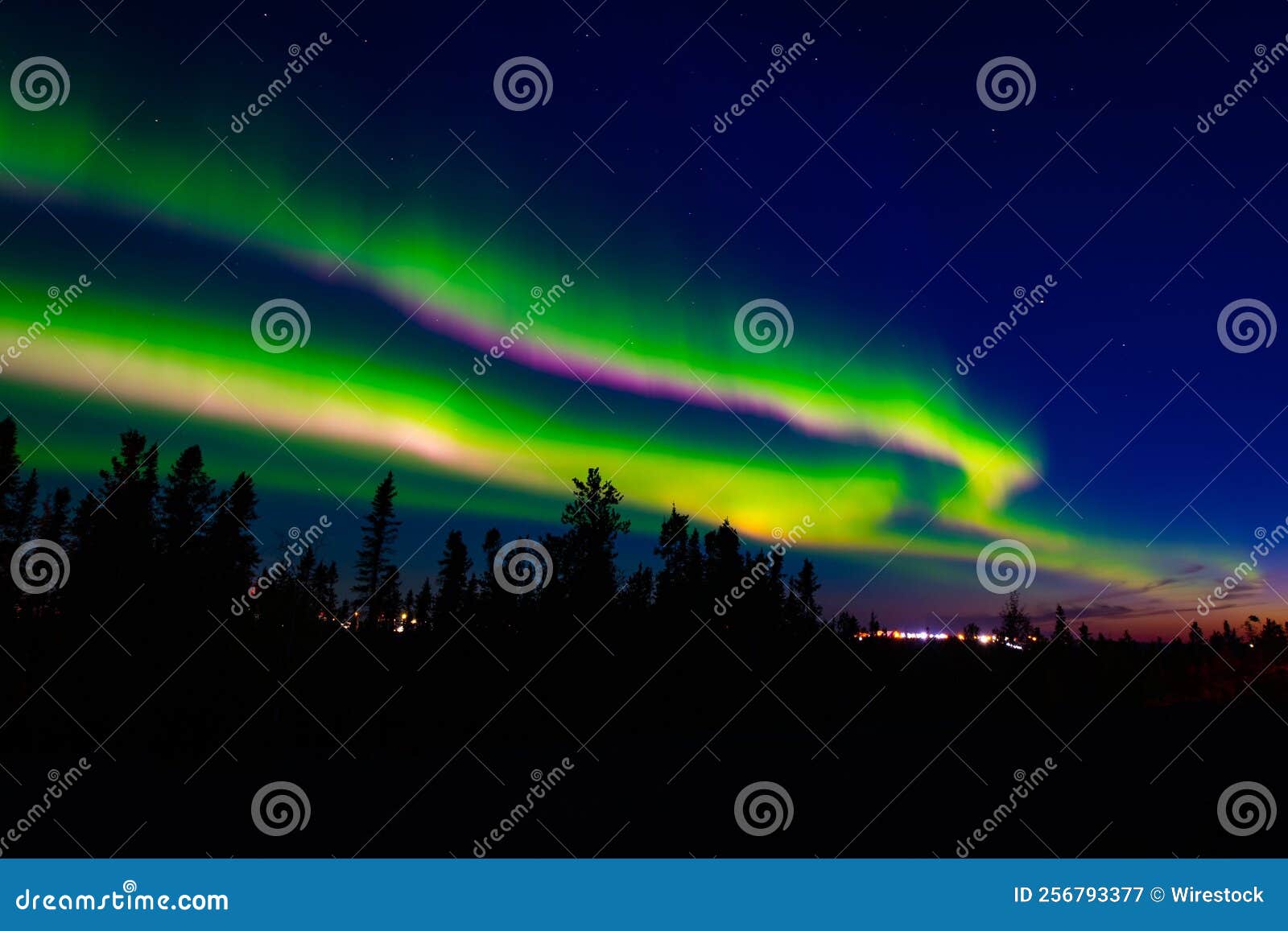 Green Neon Aurora Borealis in the Sky Stock Image - Image of night ...