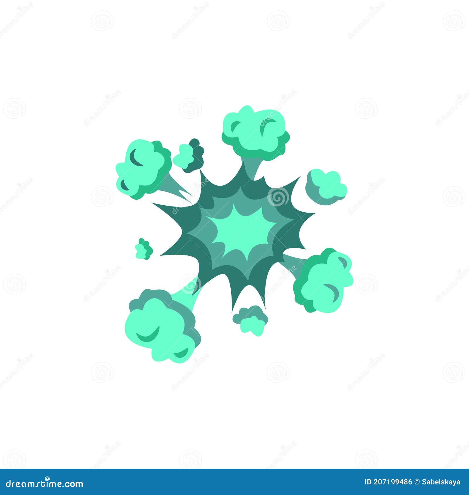 Green Neon Boom Effect of Exploding Bomb Cartoon Vector Illustration ...