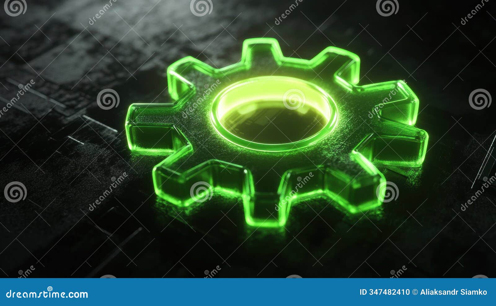 Green Neon Cog Symbol for High Tech Configuration Concepts Stock ...