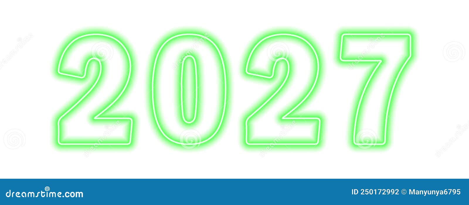 Green Neon Colored 2027 Year Isolated on White Stock Vector ...