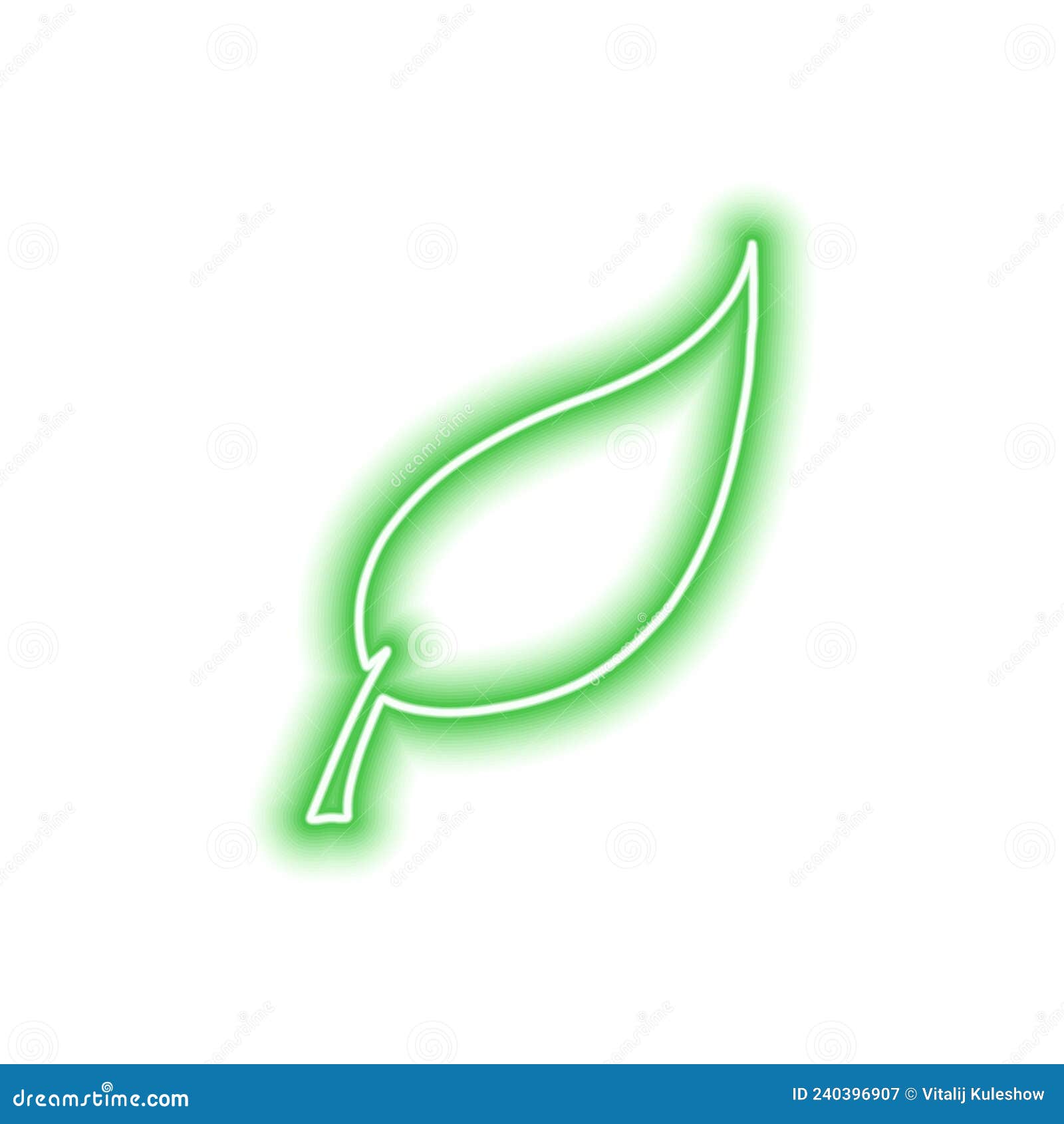 Green Neon Leaf Outline from a Tree Isolated on White Stock Vector ...
