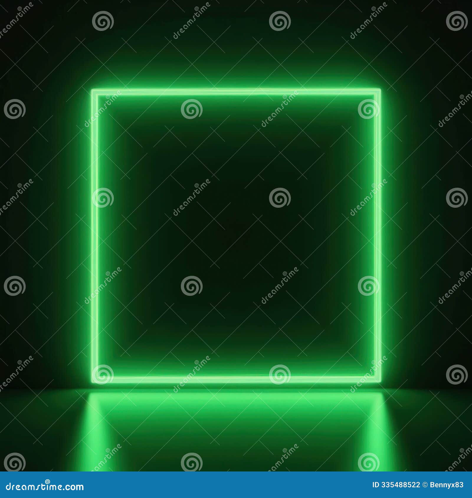 Green Neon Light Frame with Reflection. Stock Illustration ...