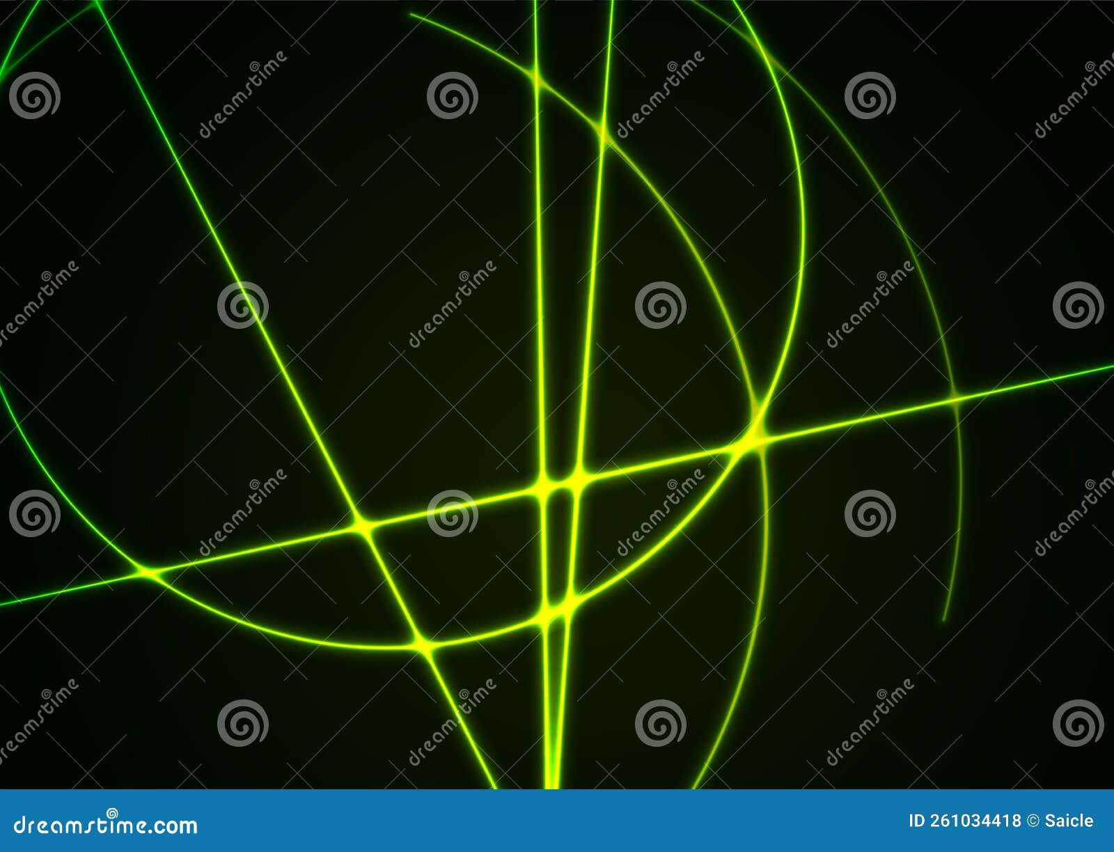 Green Neon Lines and Circles Abstract Technology Background Stock ...