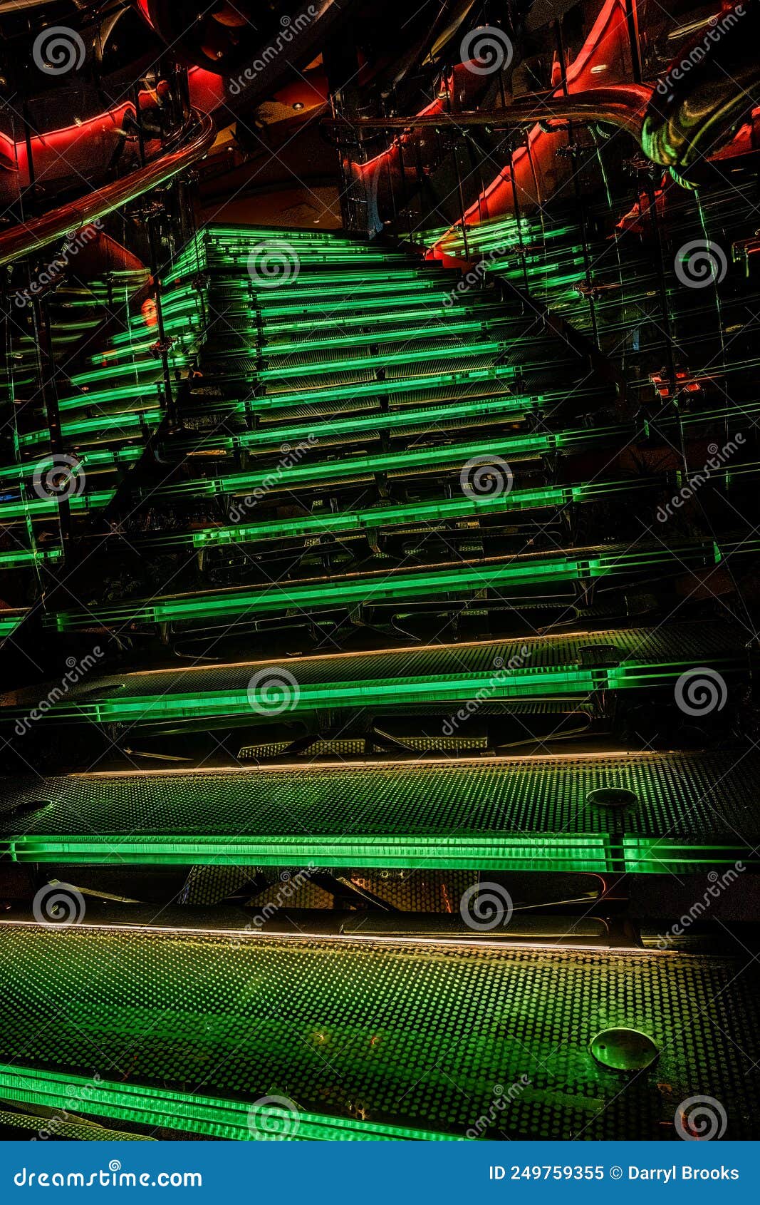 Green Neon Steps stock image. Image of dark, stairway - 249759355
