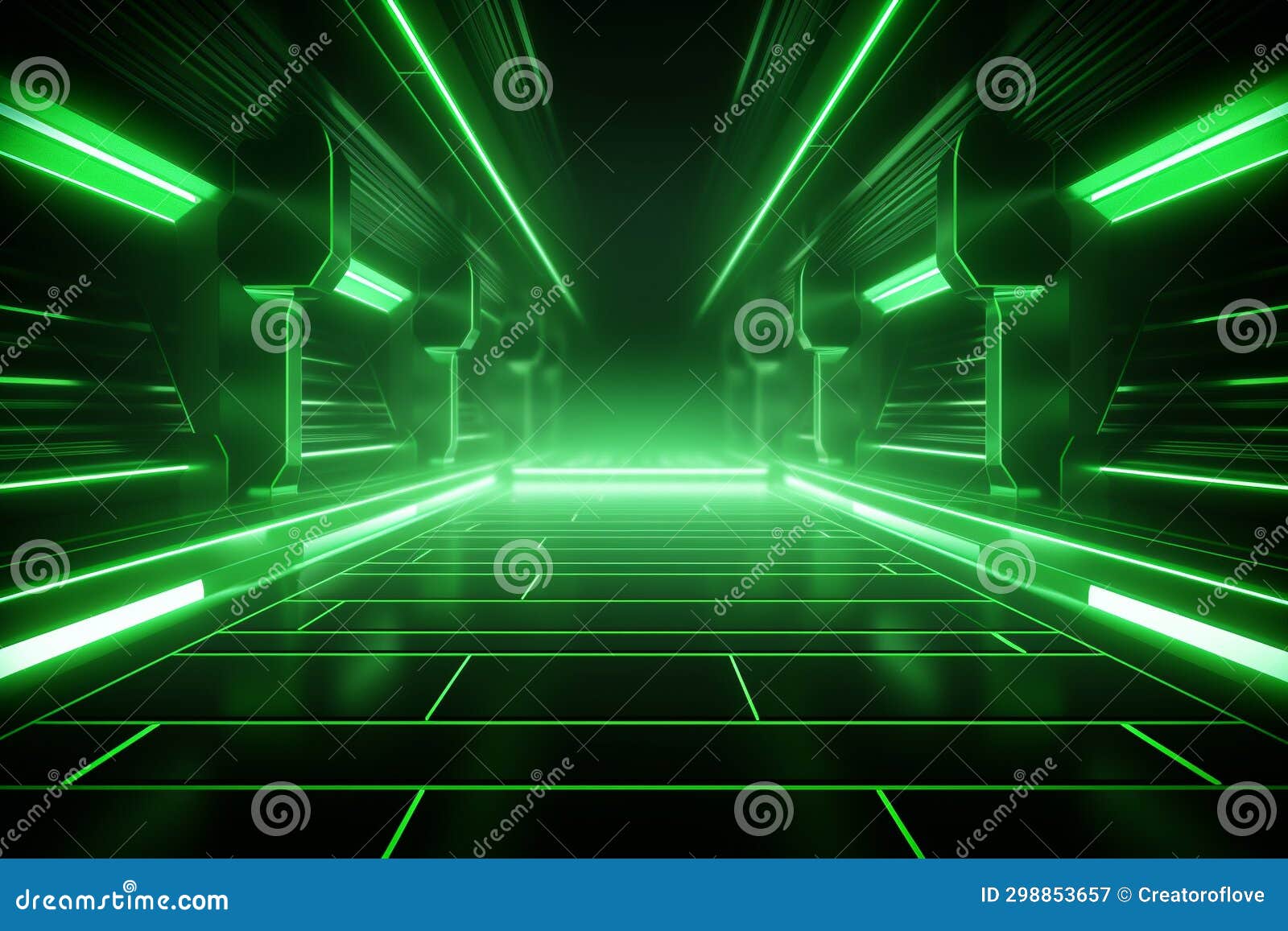 Green Neon Technology Lights Background Stock Illustration ...