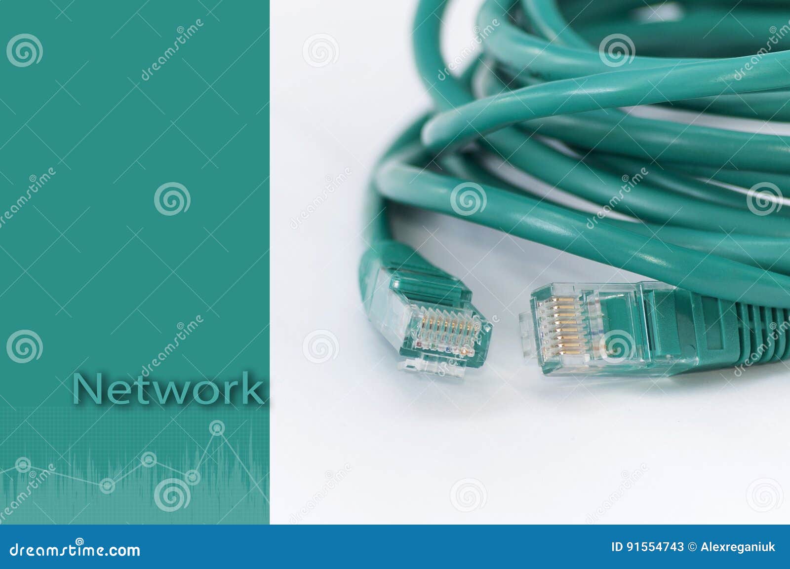 Green Network Cable on White Background Witch Green Stock Image - Image ...