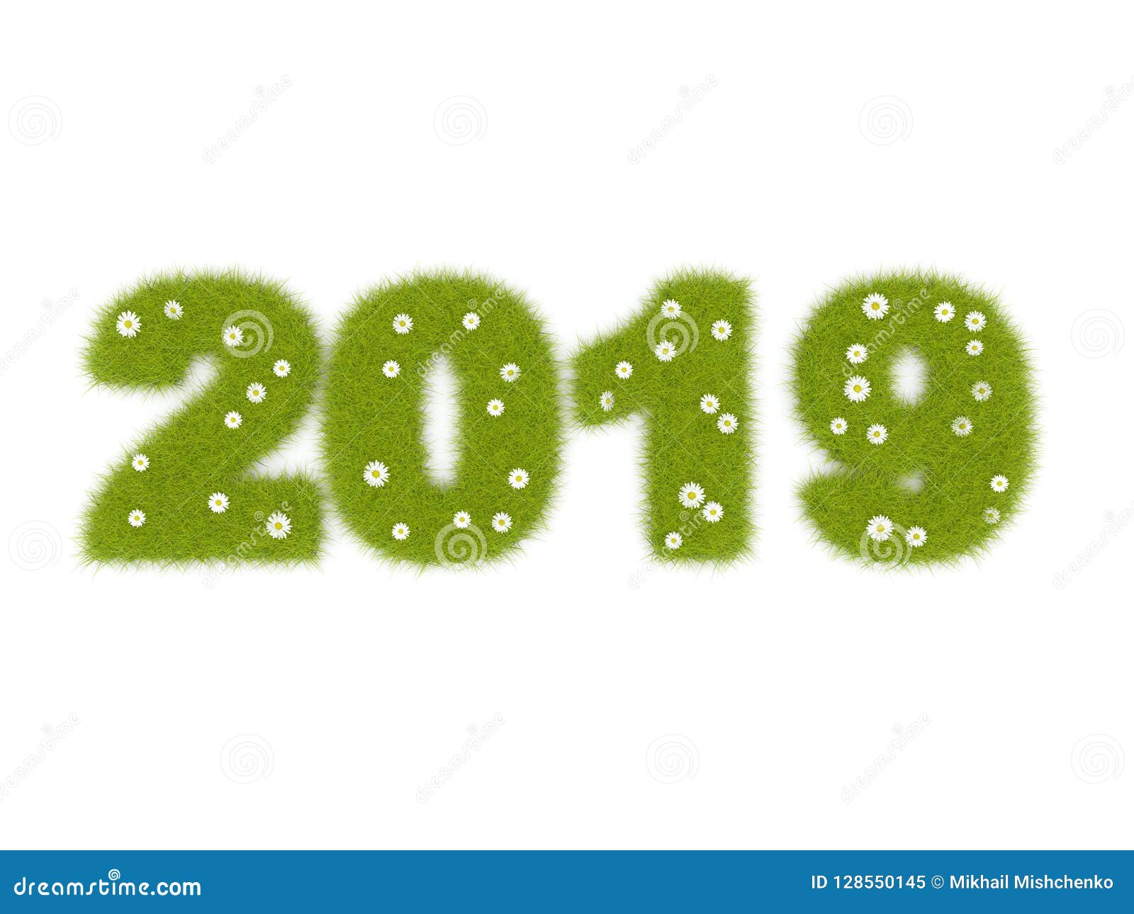 Green 2019 New Year Sign Isolated on White Stock Illustration ...