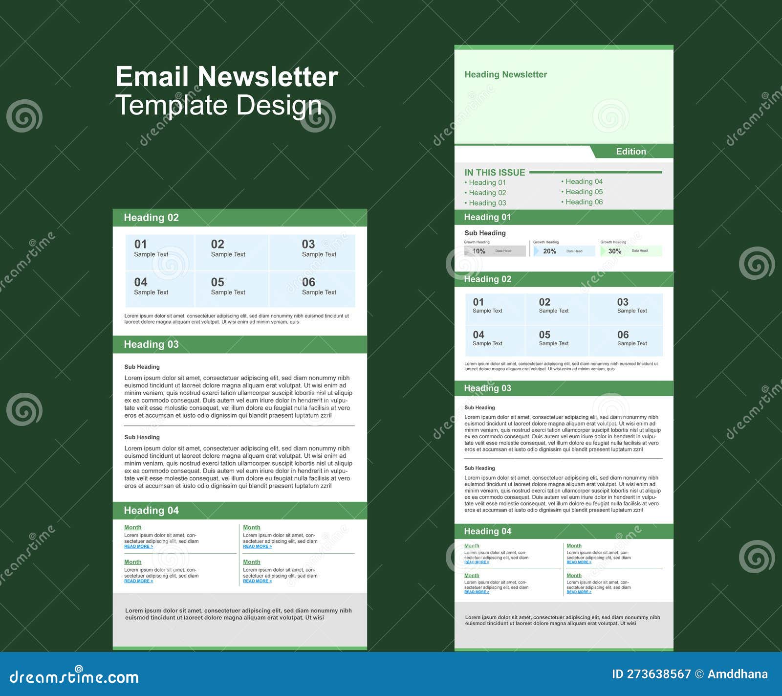 Green Newsletter Template Email Marketing Newsletter Stock Vector ...