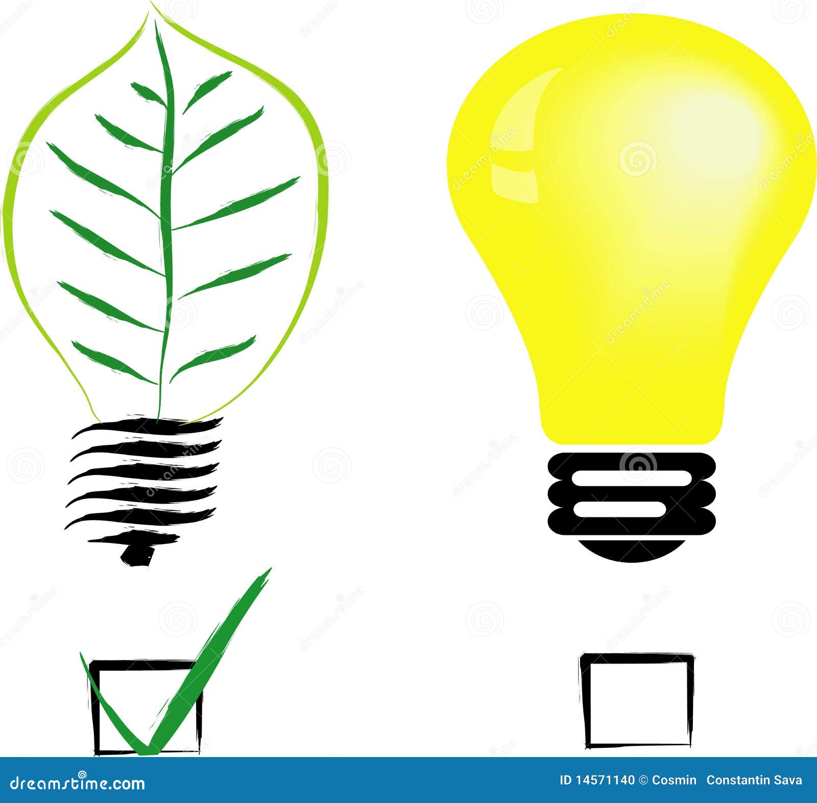 Green and normal bulb stock vector. Illustration of design - 14571140