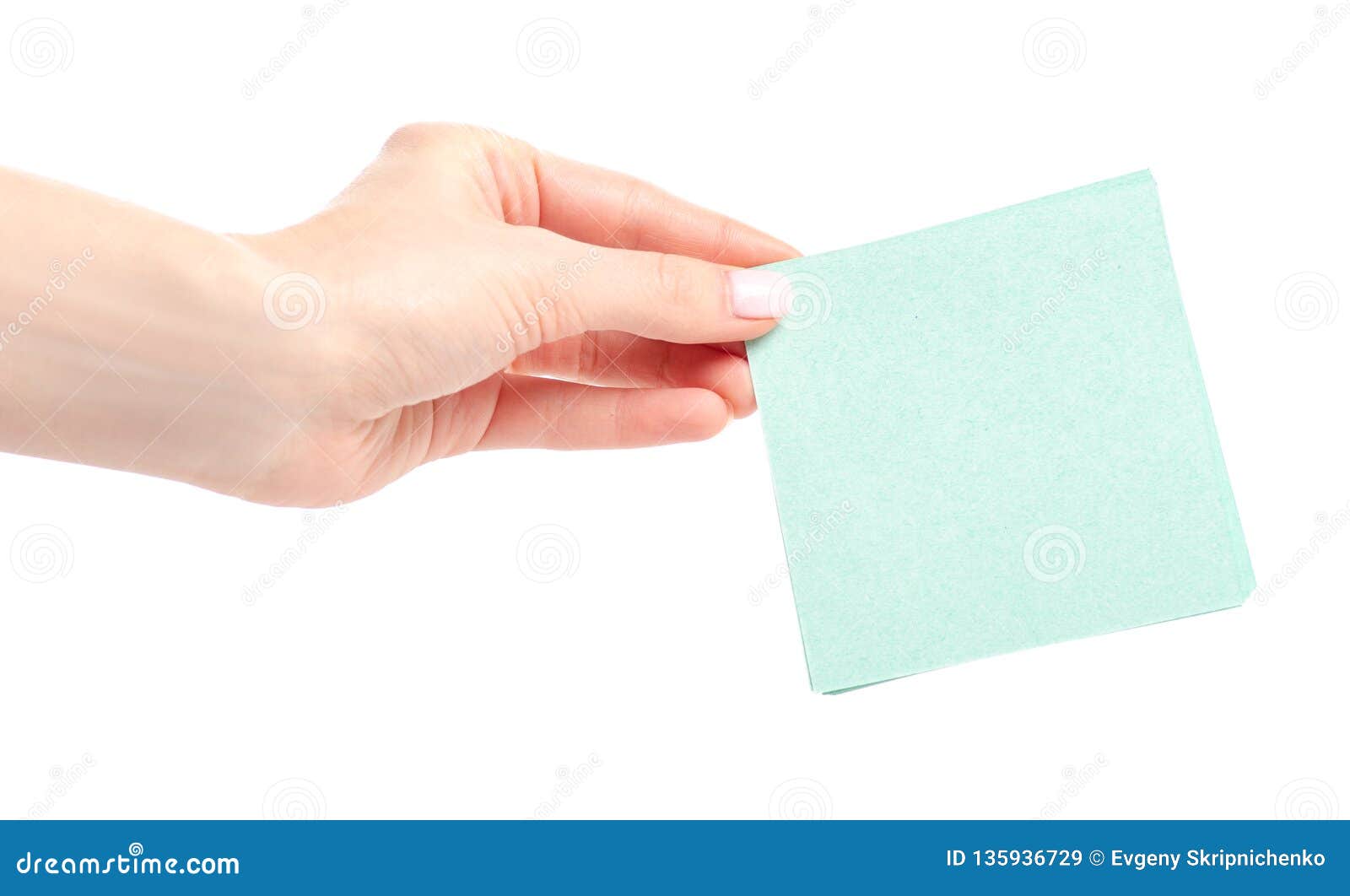 Green note paper in hand stock image. Image of note - 135936729