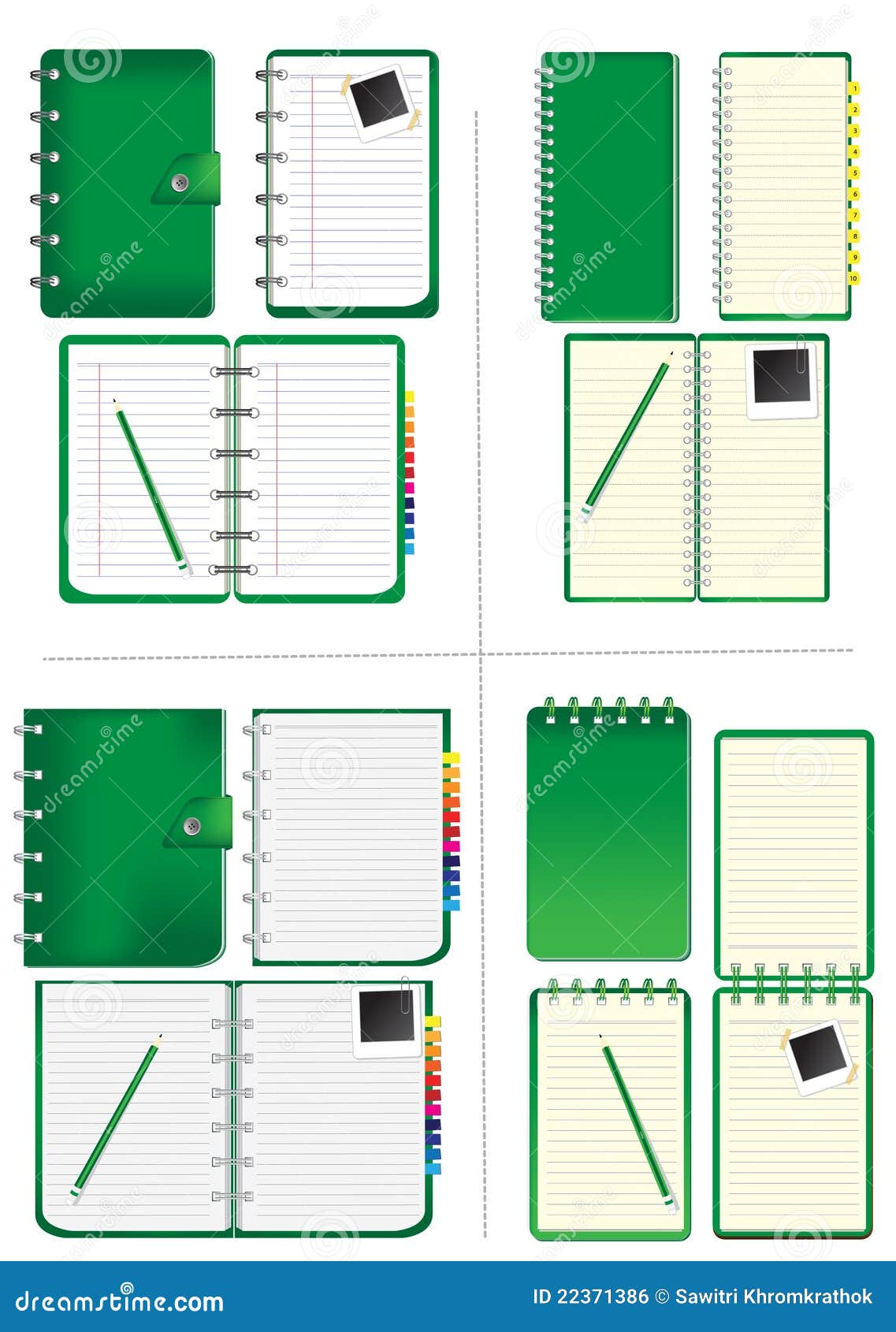 Green Notebook With Pencil Vector Illustration | CartoonDealer.com ...