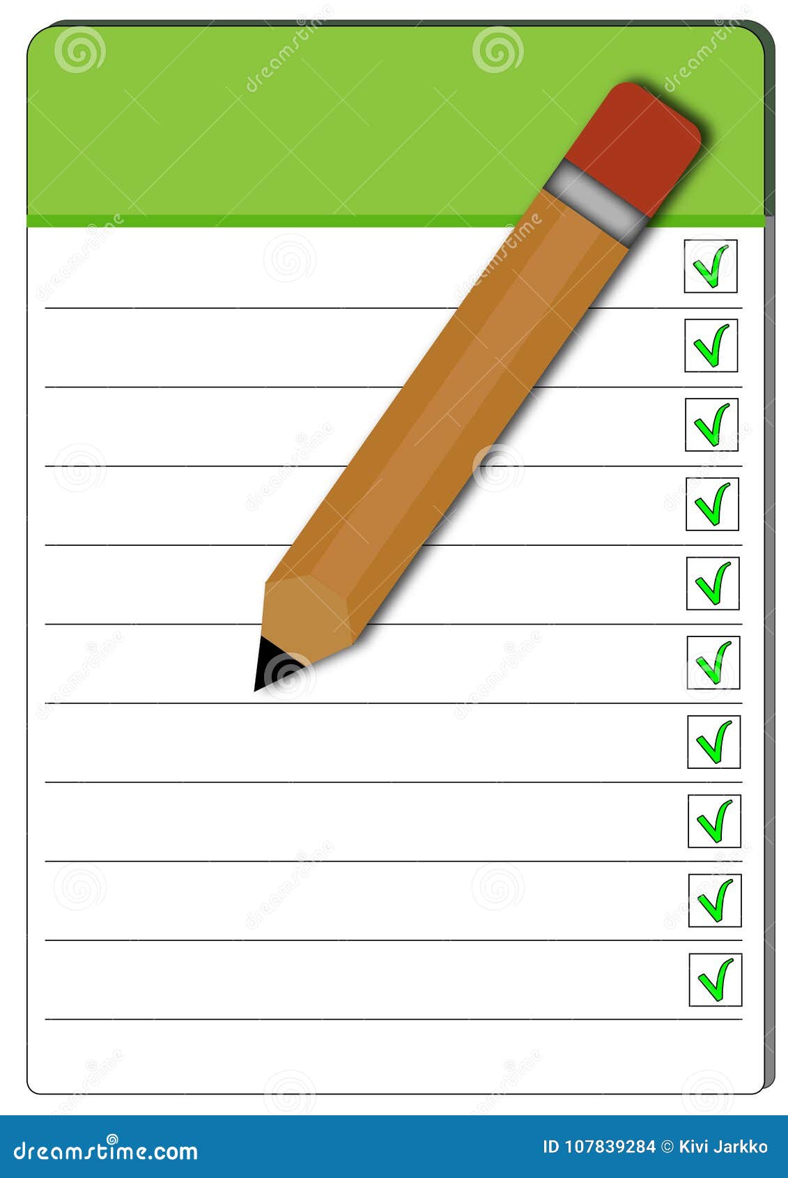 Green notebook with pencil stock vector. Illustration of notes - 107839284